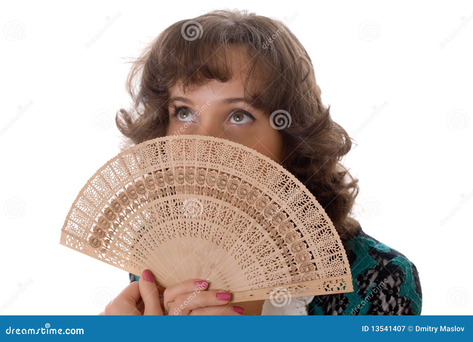 The girl with a fan stock image. Image of elegance, color - 13541407