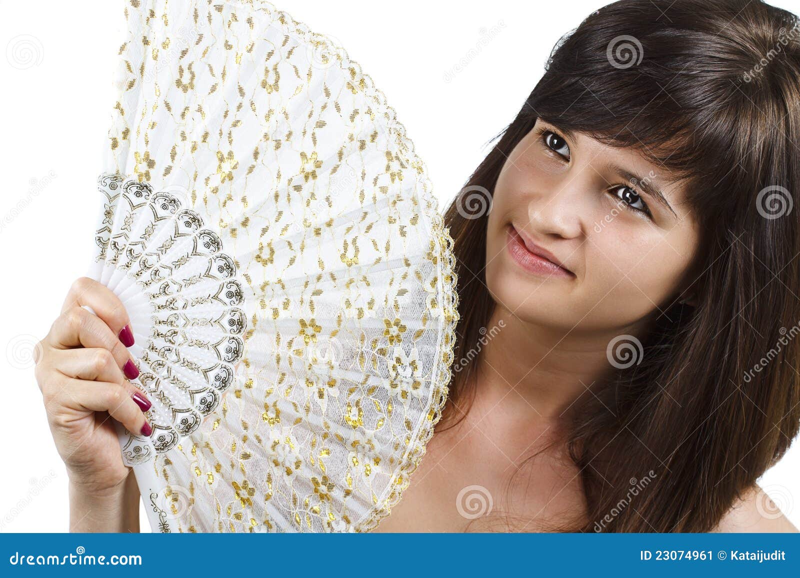 Girl with a fan stock image. Image of woman, pretty, casual - 23074961