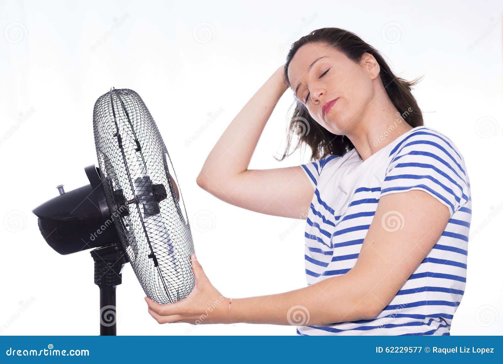 Girl and fan. stock image. Image of cooling, vacation - 62229577