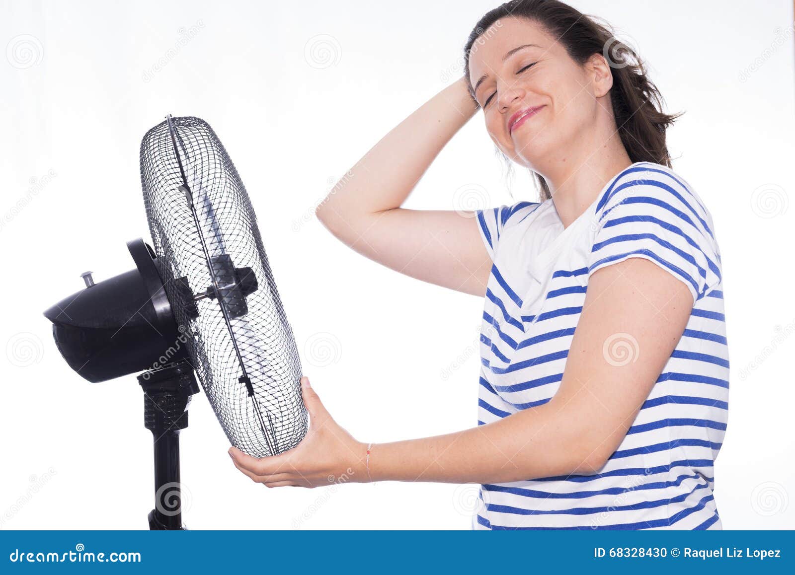 Girl and fan. stock photo. Image of heated, model, temperature - 68328430