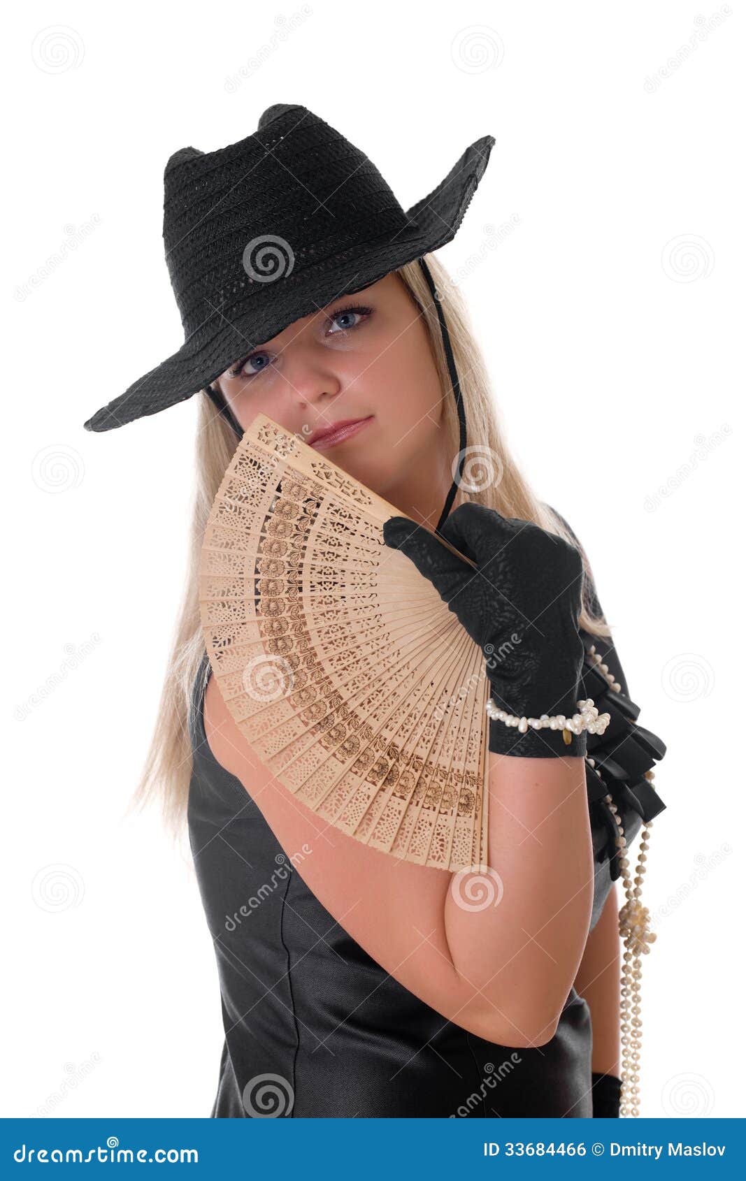 Girl with a fan stock photo. Image of portrait, fashion - 33684466