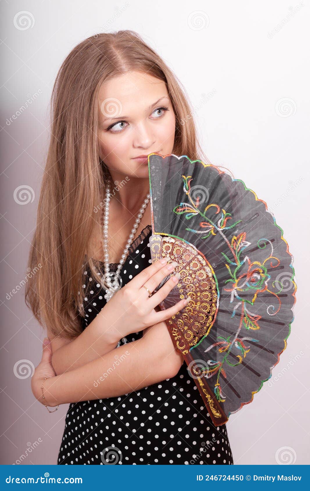 Girl with a fan stock photo. Image of adult, person - 246724450