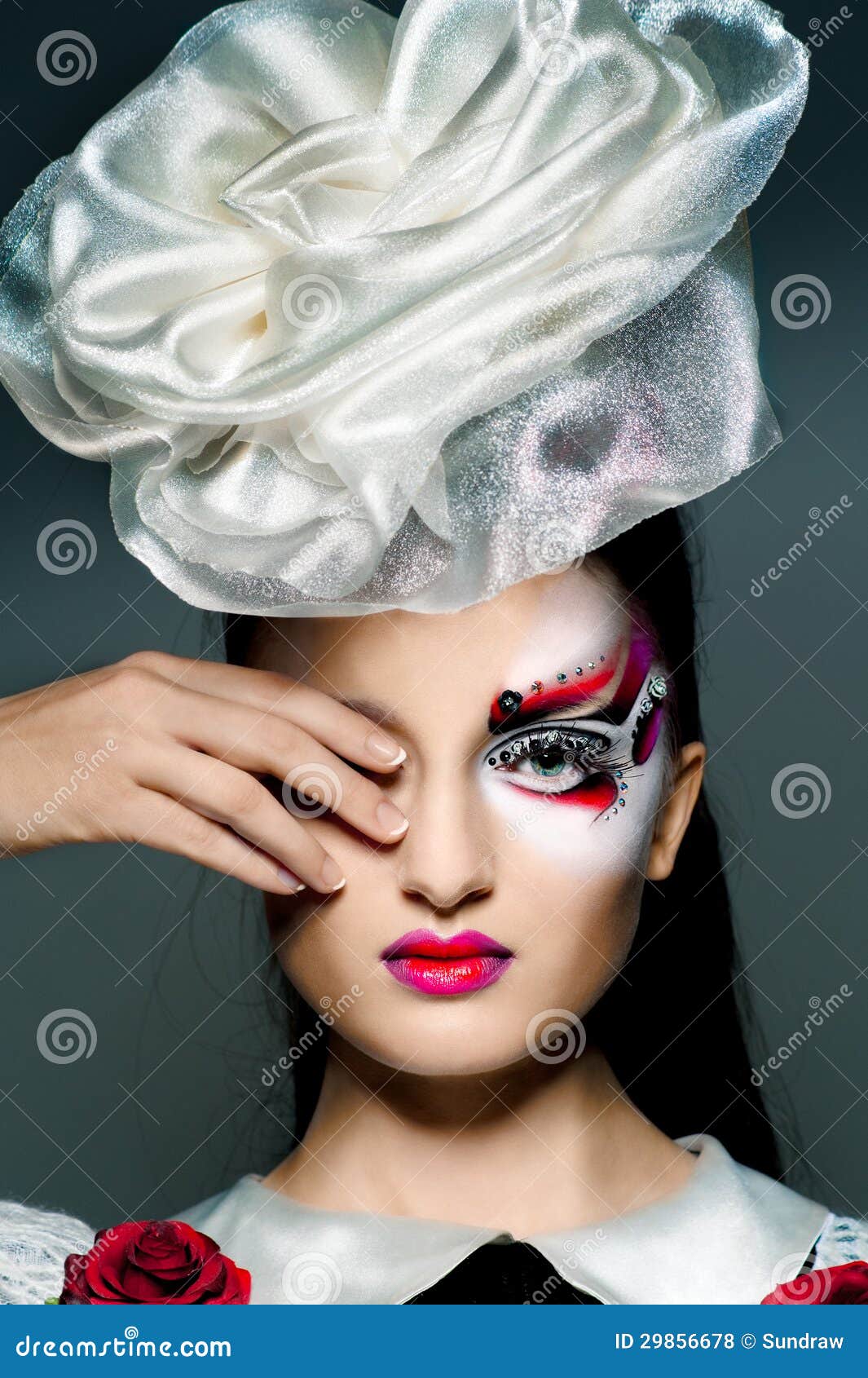The girl with fancy makeup stock photo. Image of face - 29856678