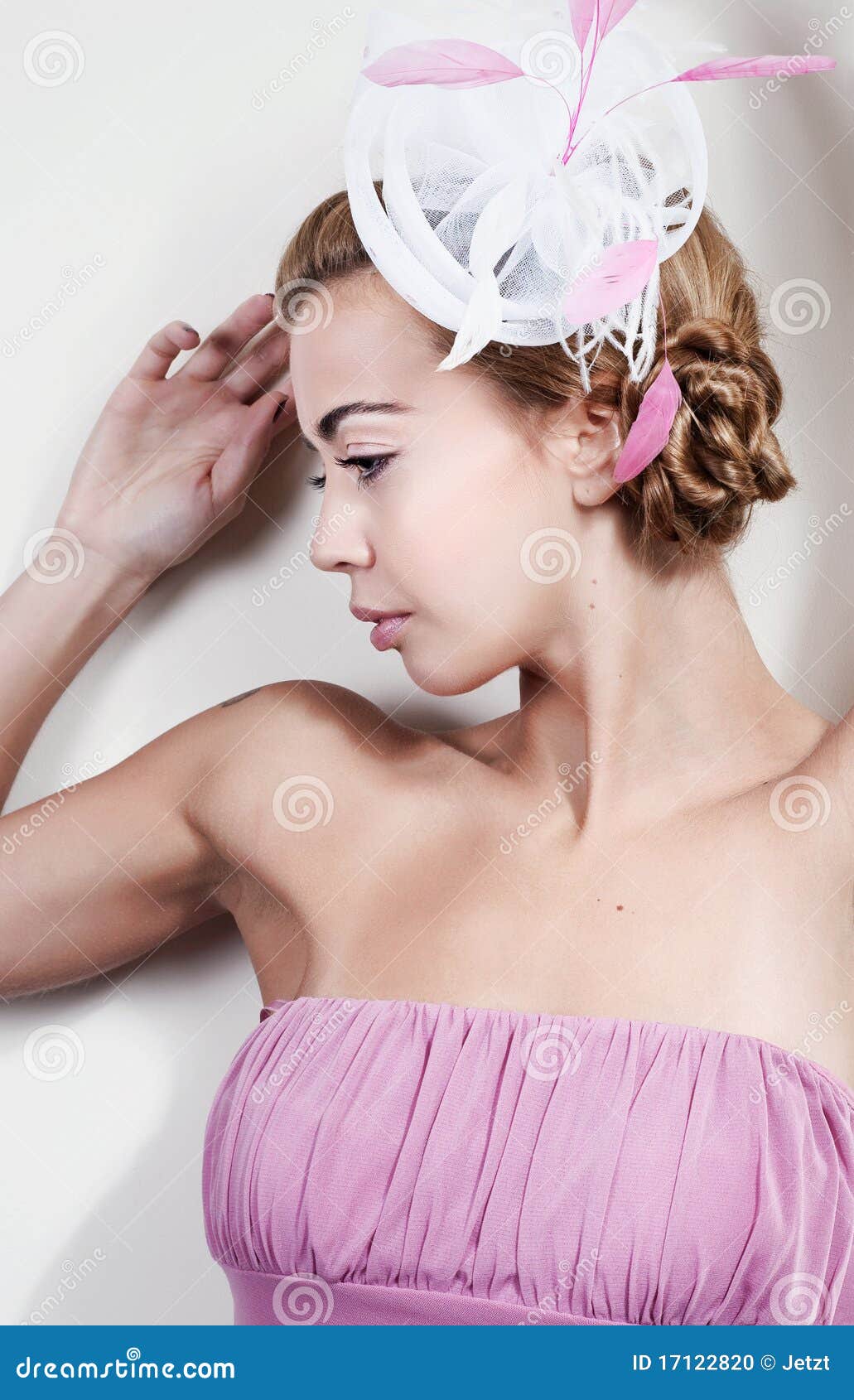 Girl with a fancy hat stock photo. Image of studio, skin - 17122820