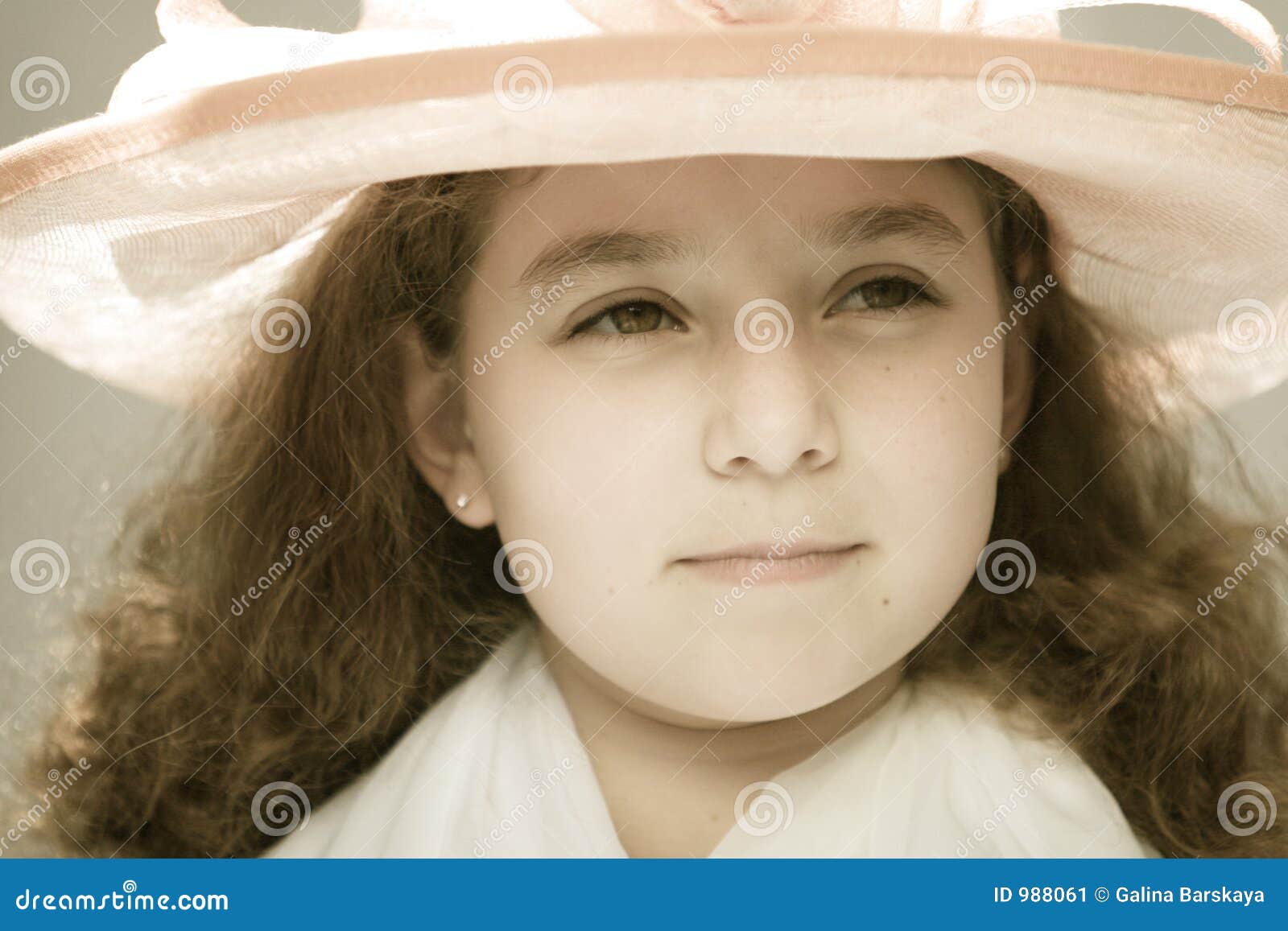 Girl in fancy hat stock image. Image of happiness, portrait - 988061