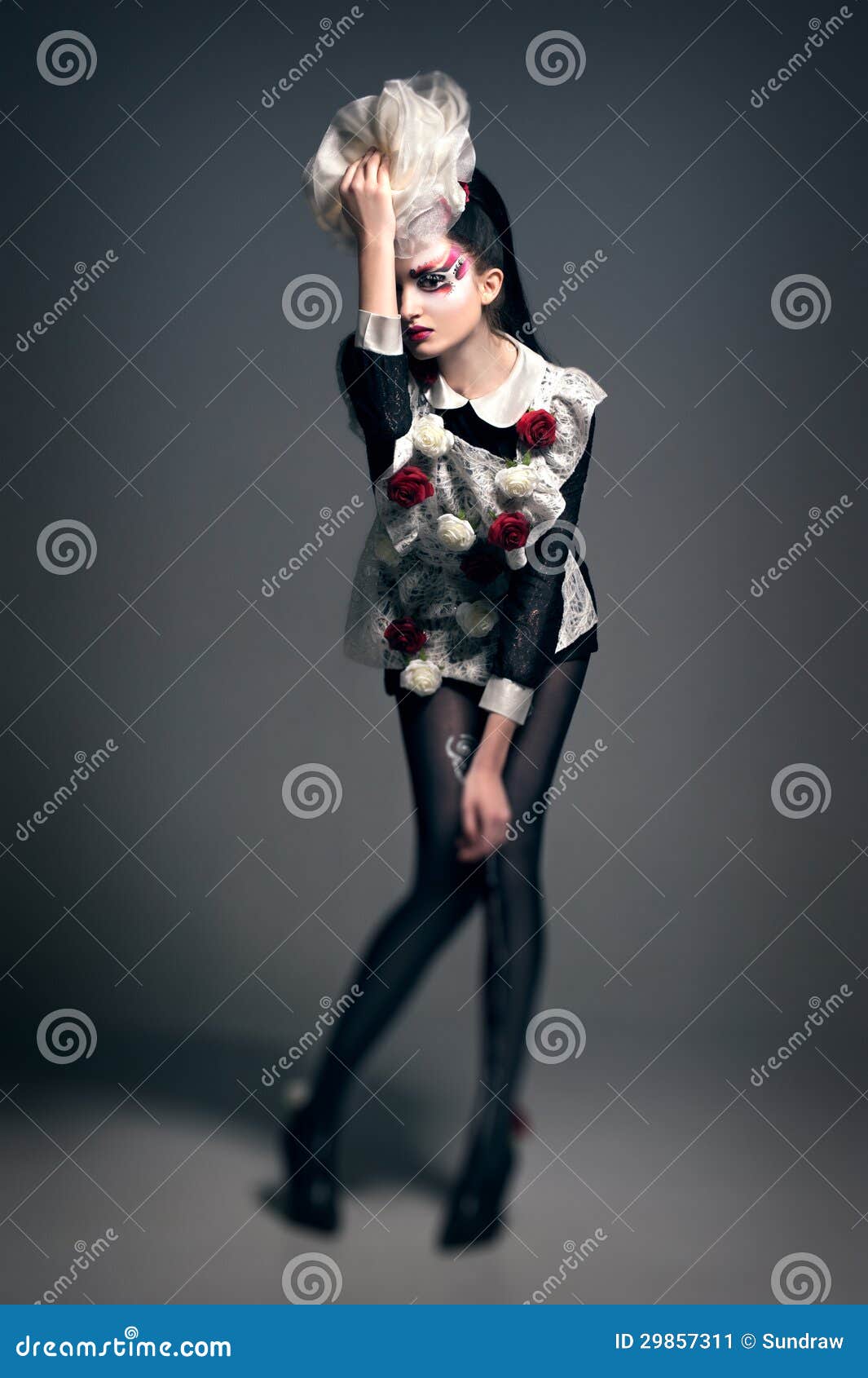 The girl with fancy makeup stock image. Image of expression - 29857311