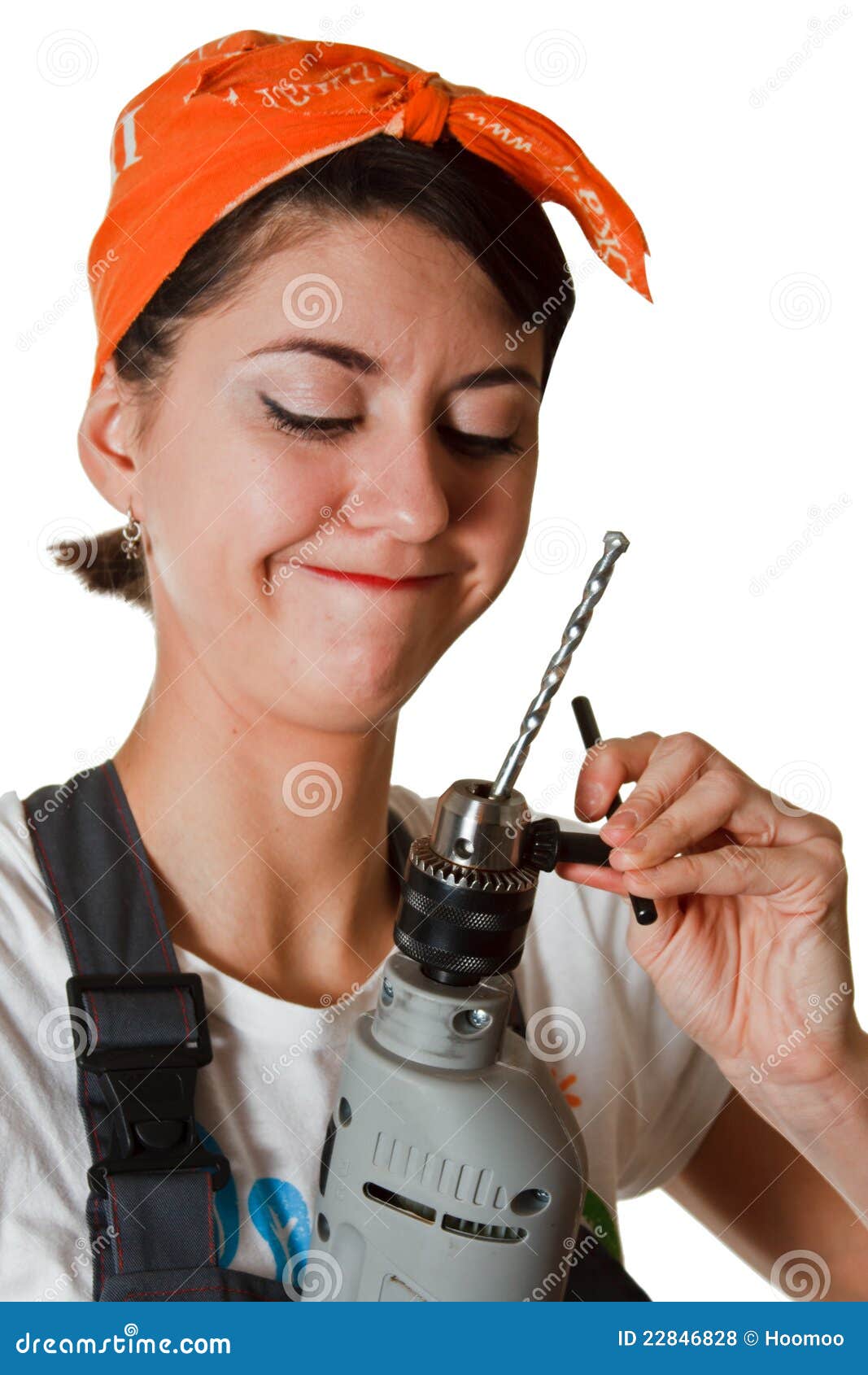 Girl fastening drill stock photo. Image of repair, fasten - 22846828