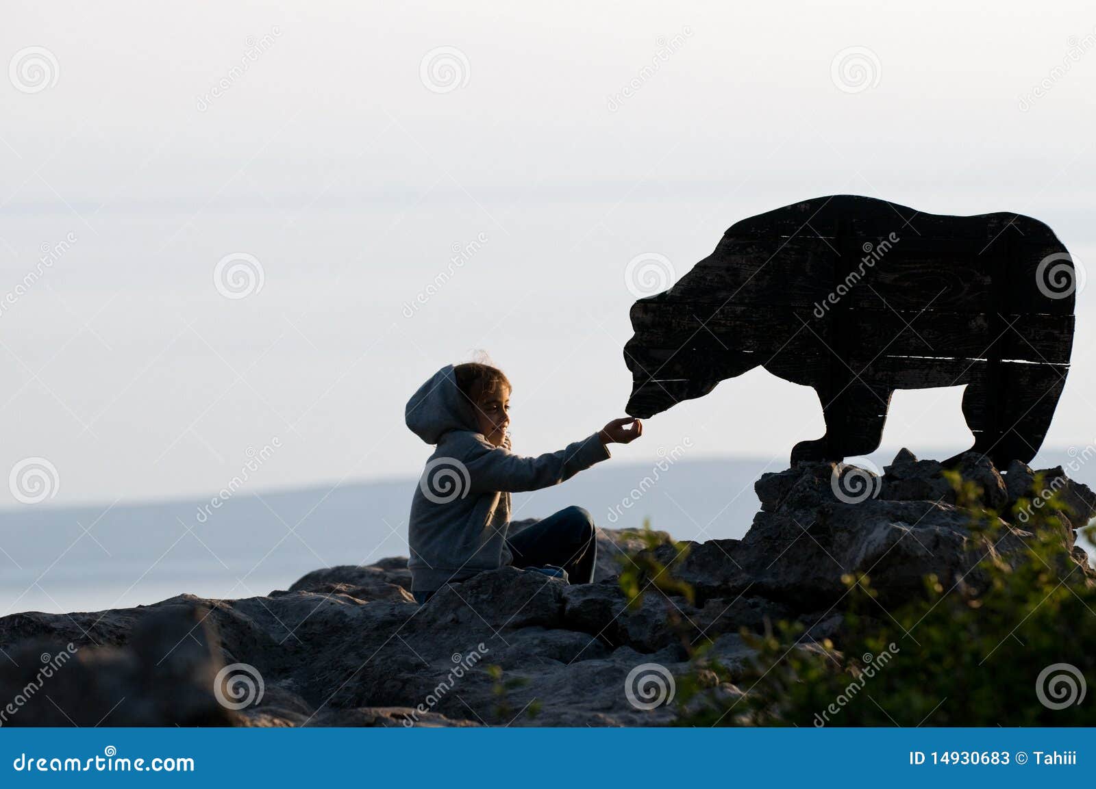 Girl feeding bear stock image. Image of beauty, feed - 14930683