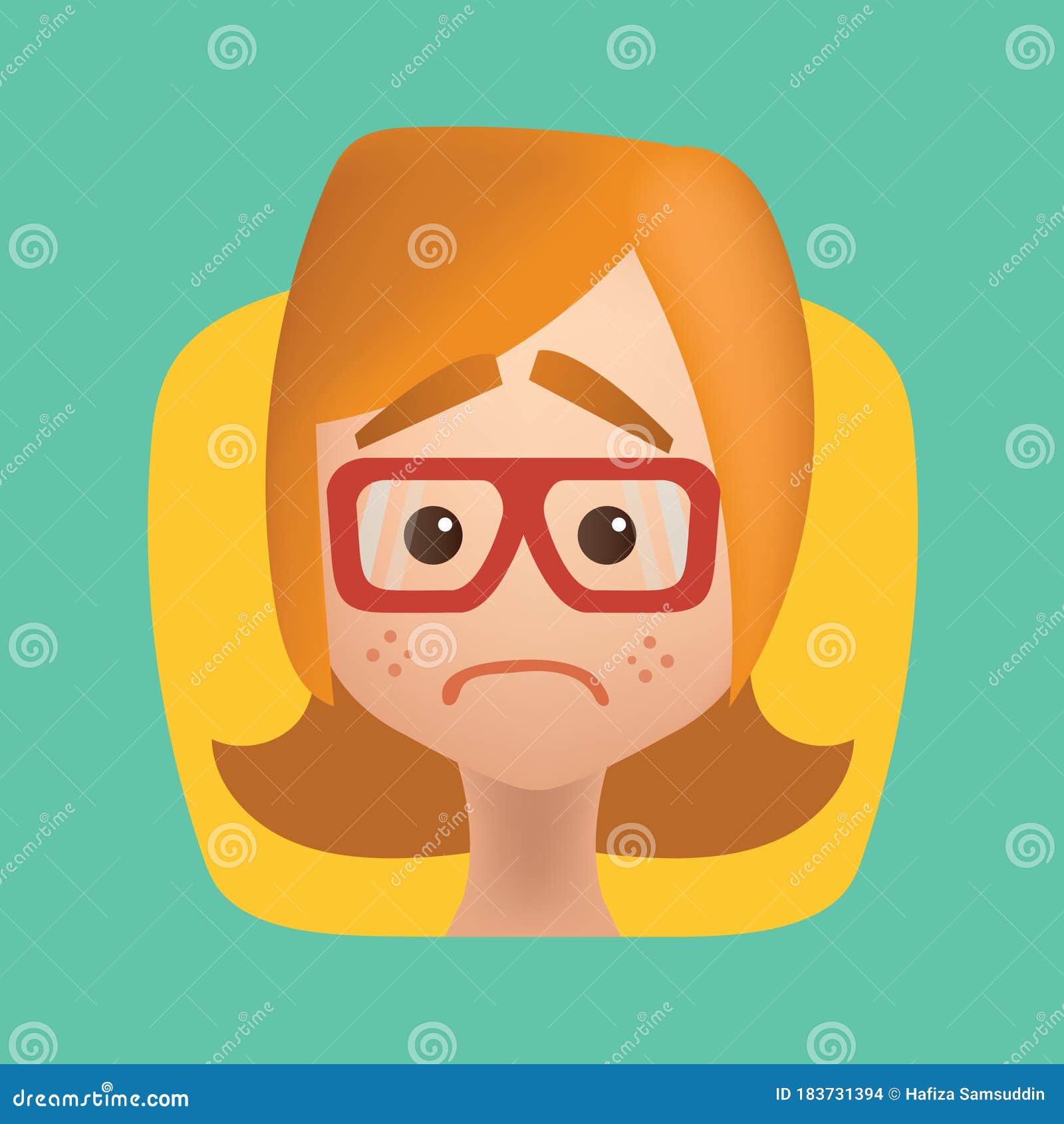 Girl Feeling Dejected. Vector Illustration Decorative Background Design ...
