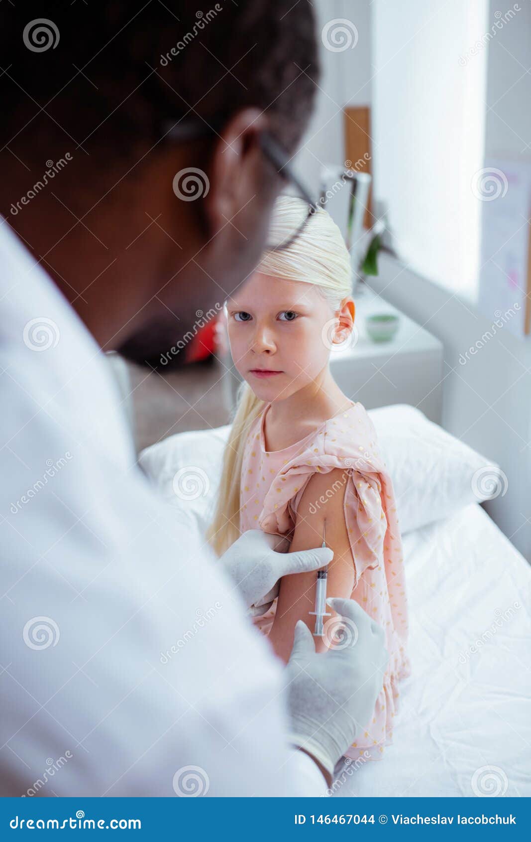 Girl Feeling Scared while Visiting Doctor and Getting Injection Stock ...