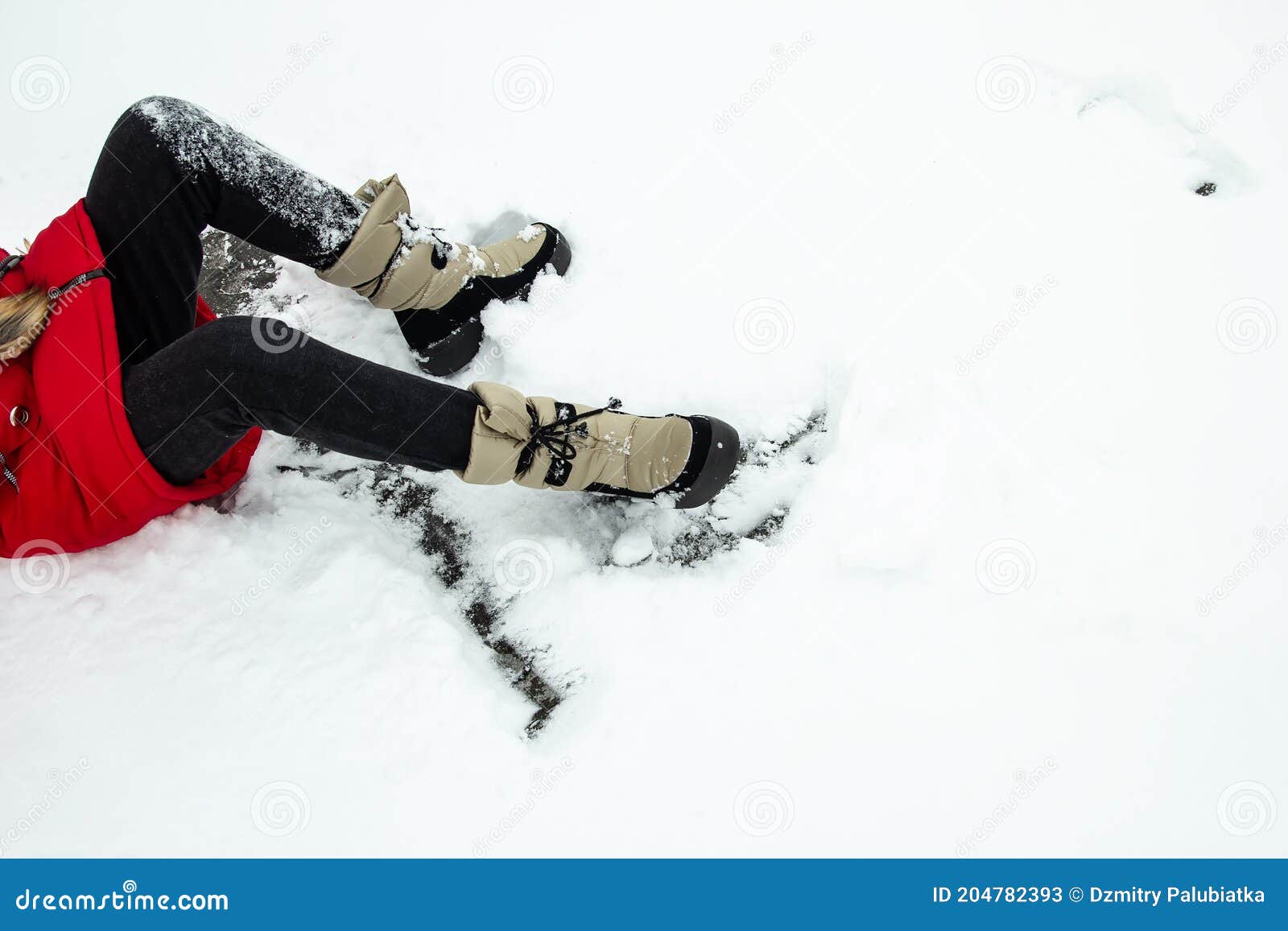 The Girl Fell Slipping in the Snow Stock Image - Image of fall, damage ...