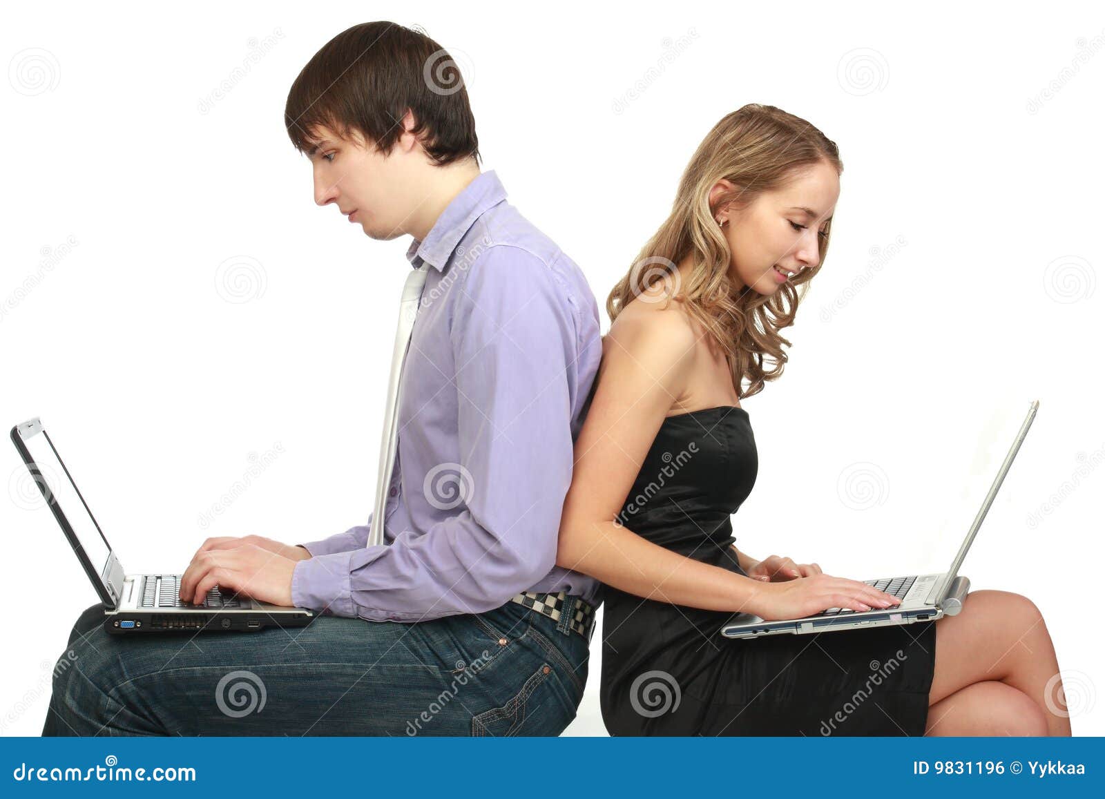 Girl and Fellow with Notebooks. Stock Photo - Image of notebook ...