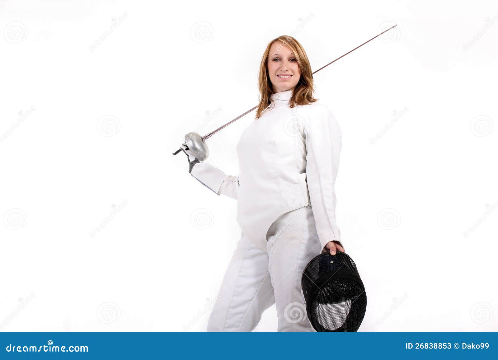Girl in fencing suit stock image. Image of blond, martial - 26838853
