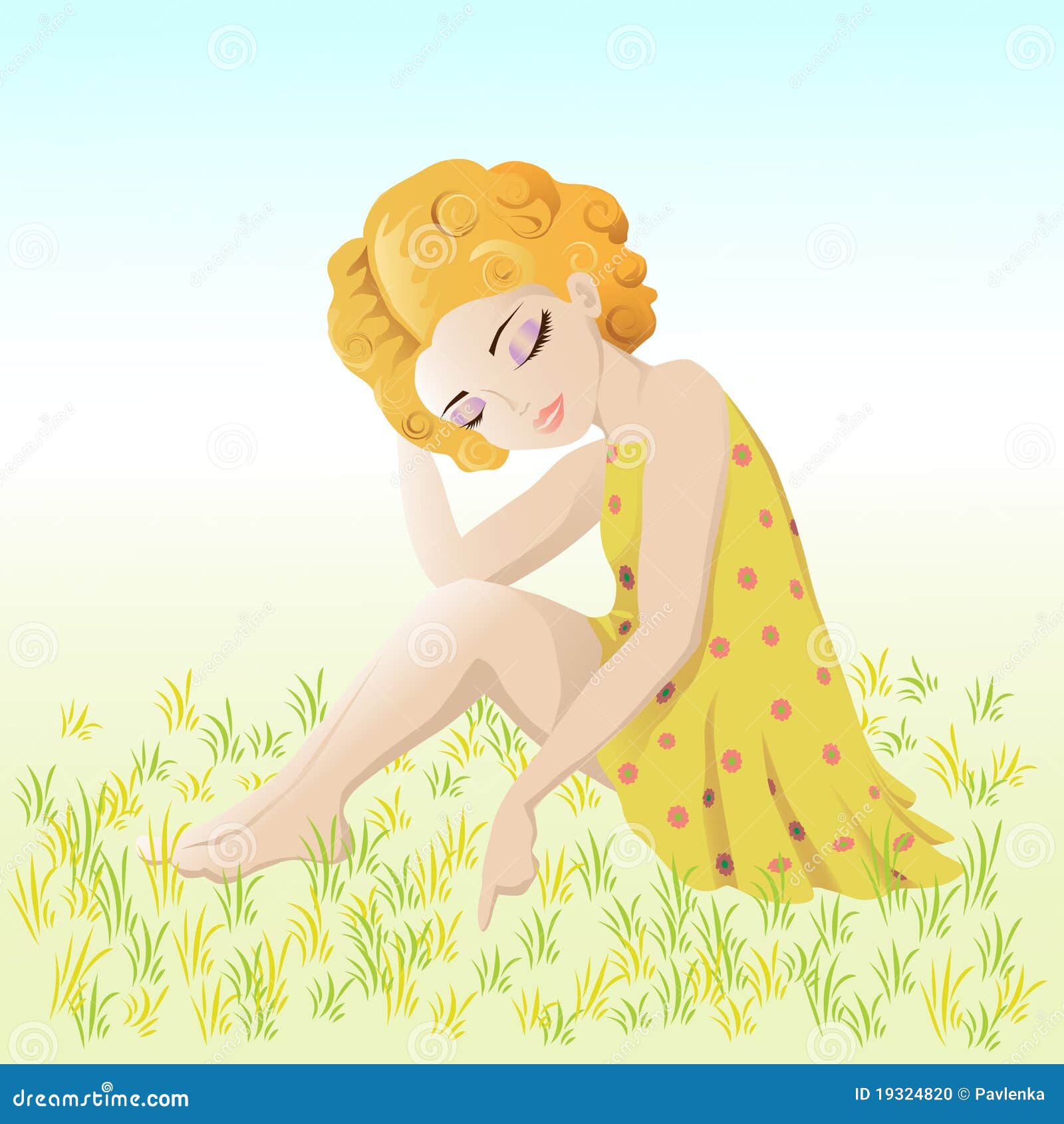 Girl on the field stock vector. Illustration of clear - 19324820