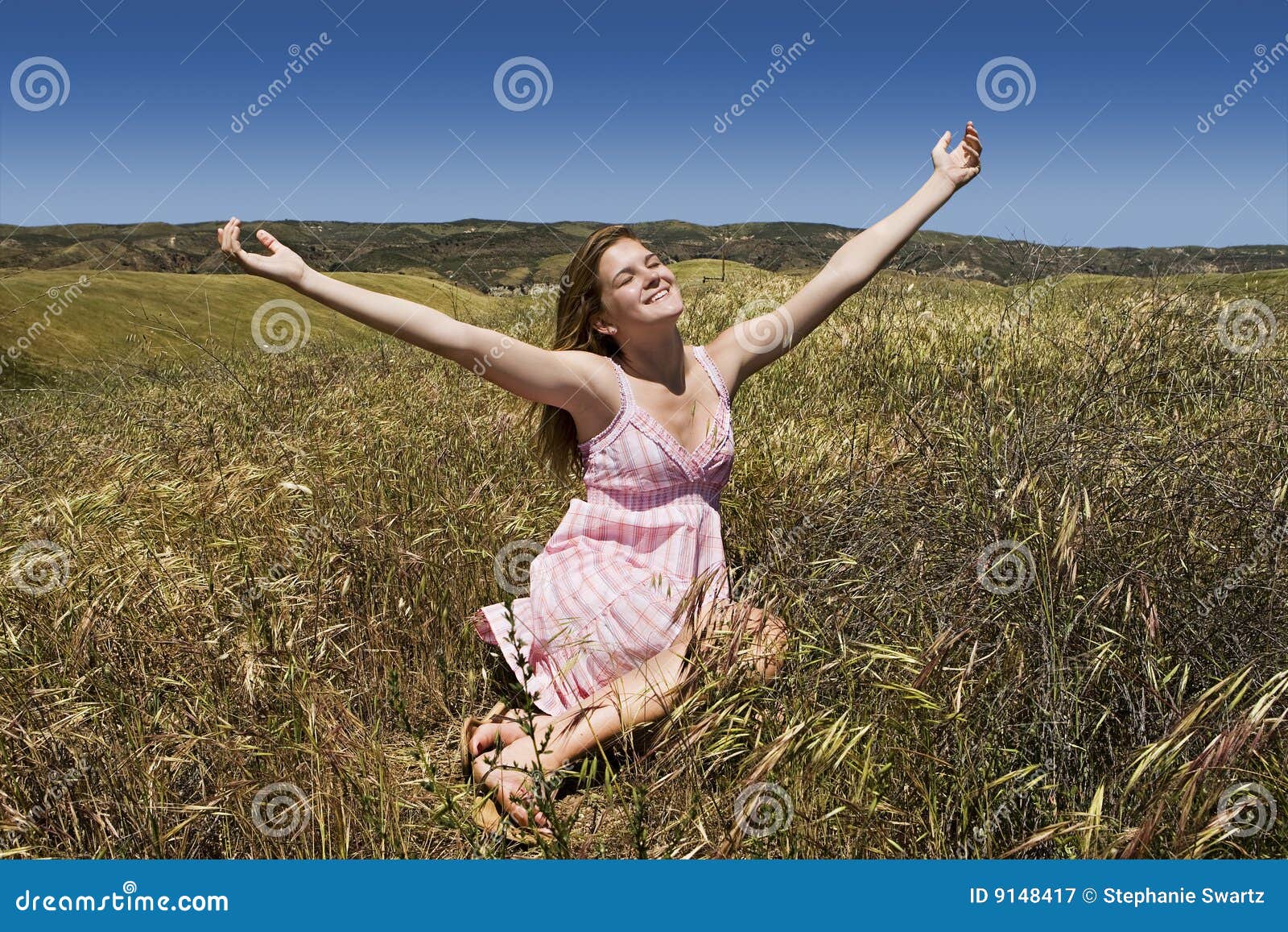 Girl in field stock image. Image of grass, cheerful, outside - 9148417
