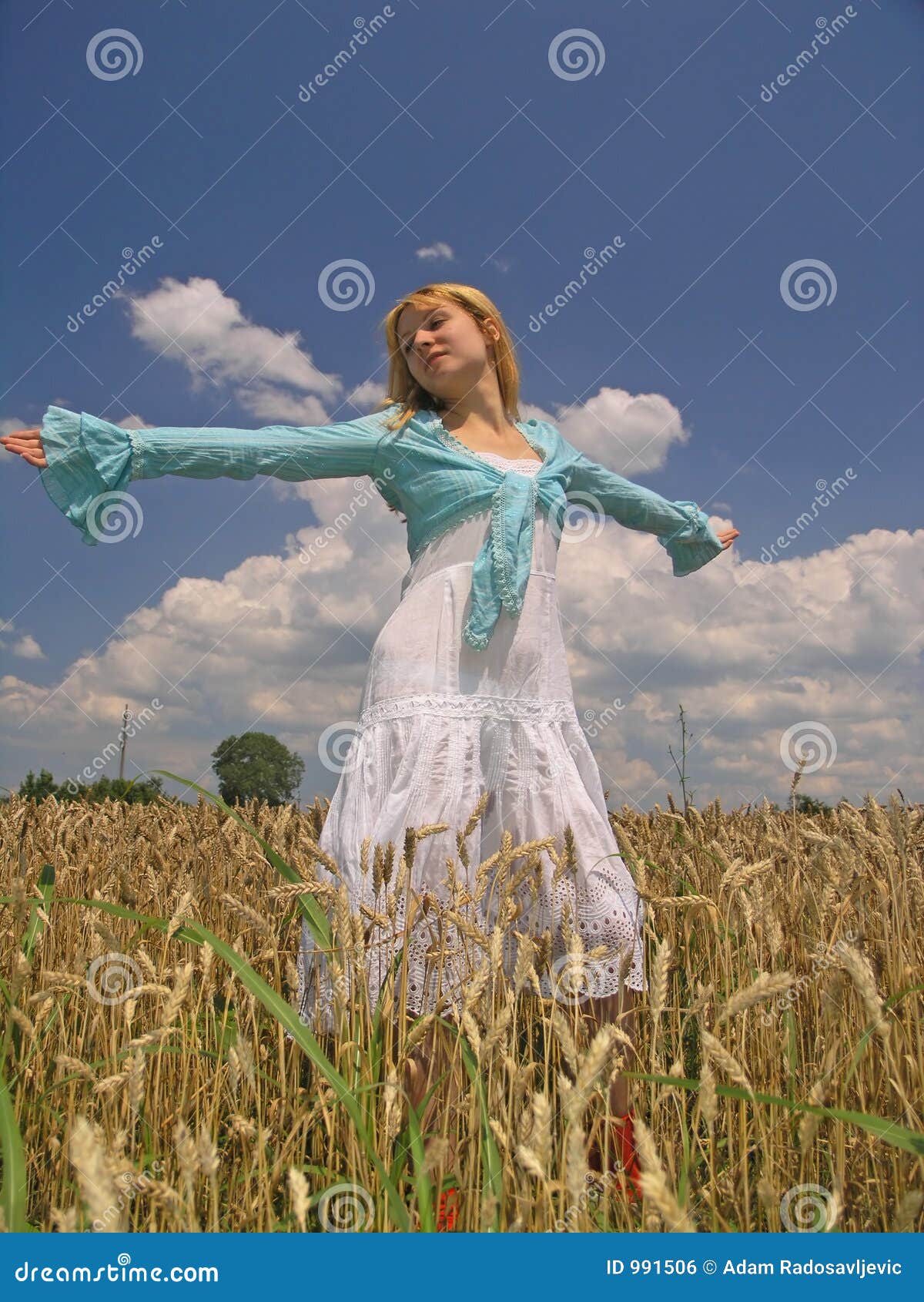 Girl in field stock photo. Image of nature, country, harvest - 991506