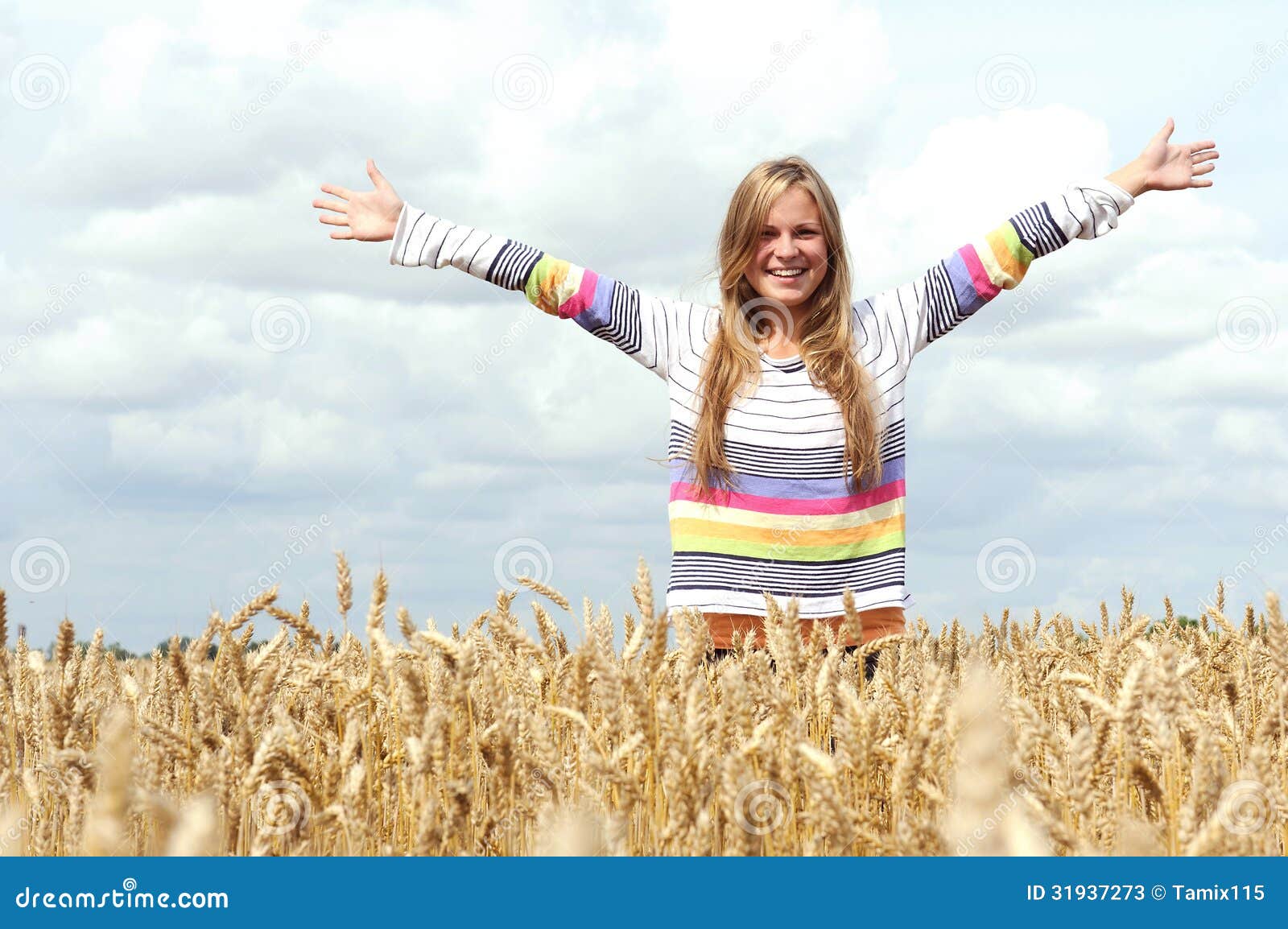 Girl in the field stock image. Image of scenic, enjoyment - 31937273