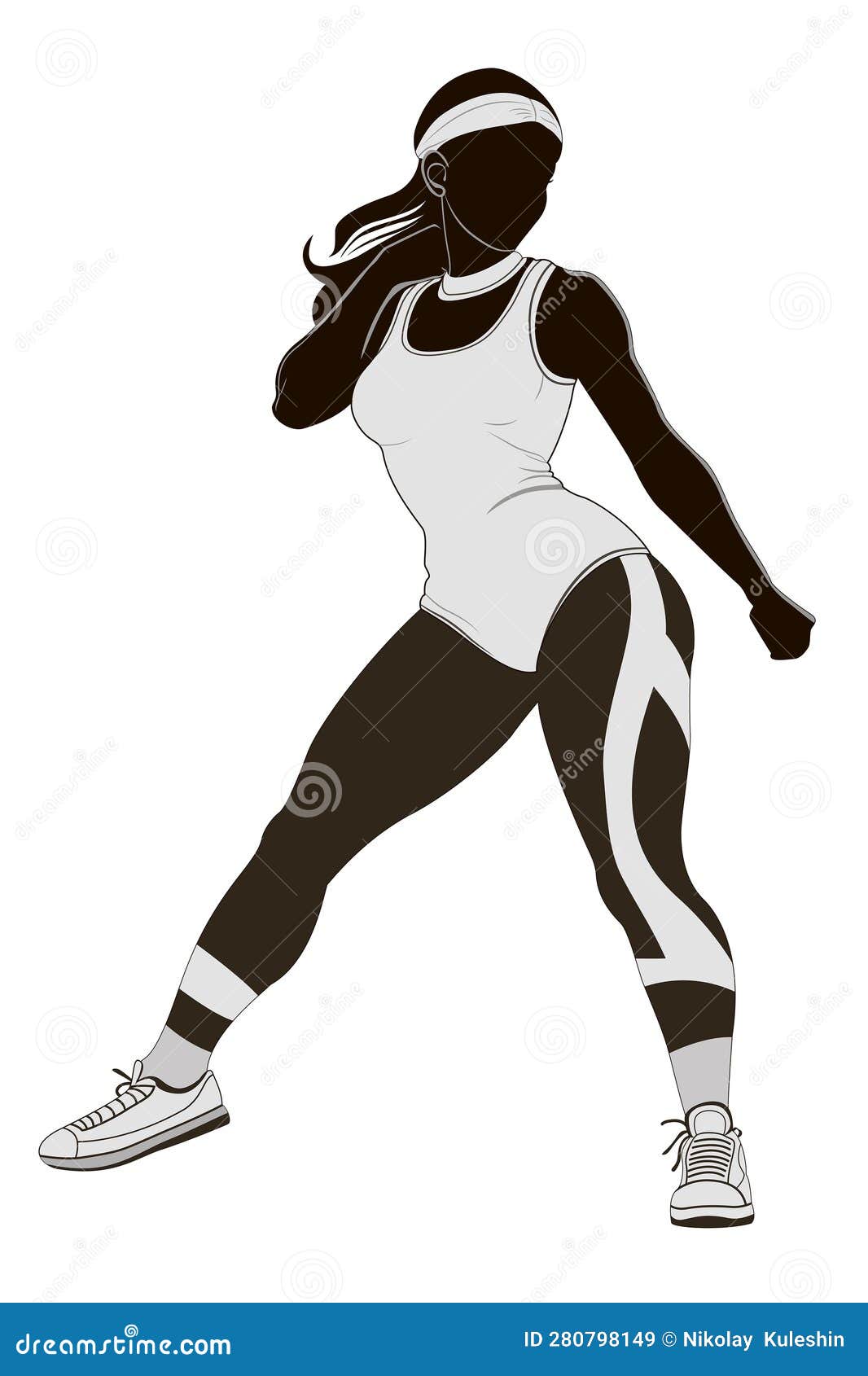 Girl in Fighting Stance, Front View Stock Vector - Illustration of ...