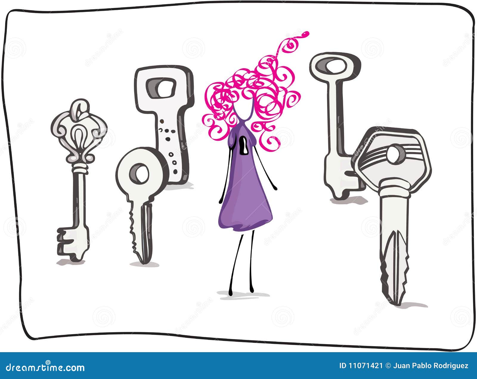 Girl finding key stock illustration. Illustration of simple - 11071421