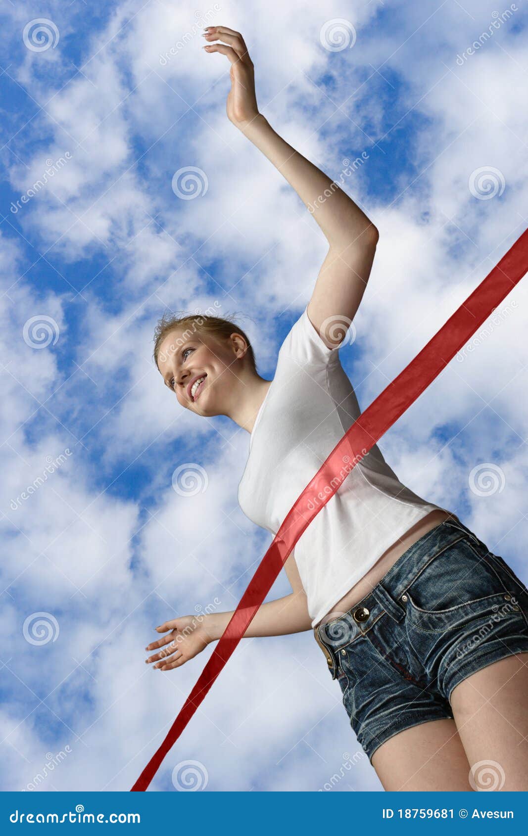 Girl finished first stock image. Image of female, smiling - 18759681