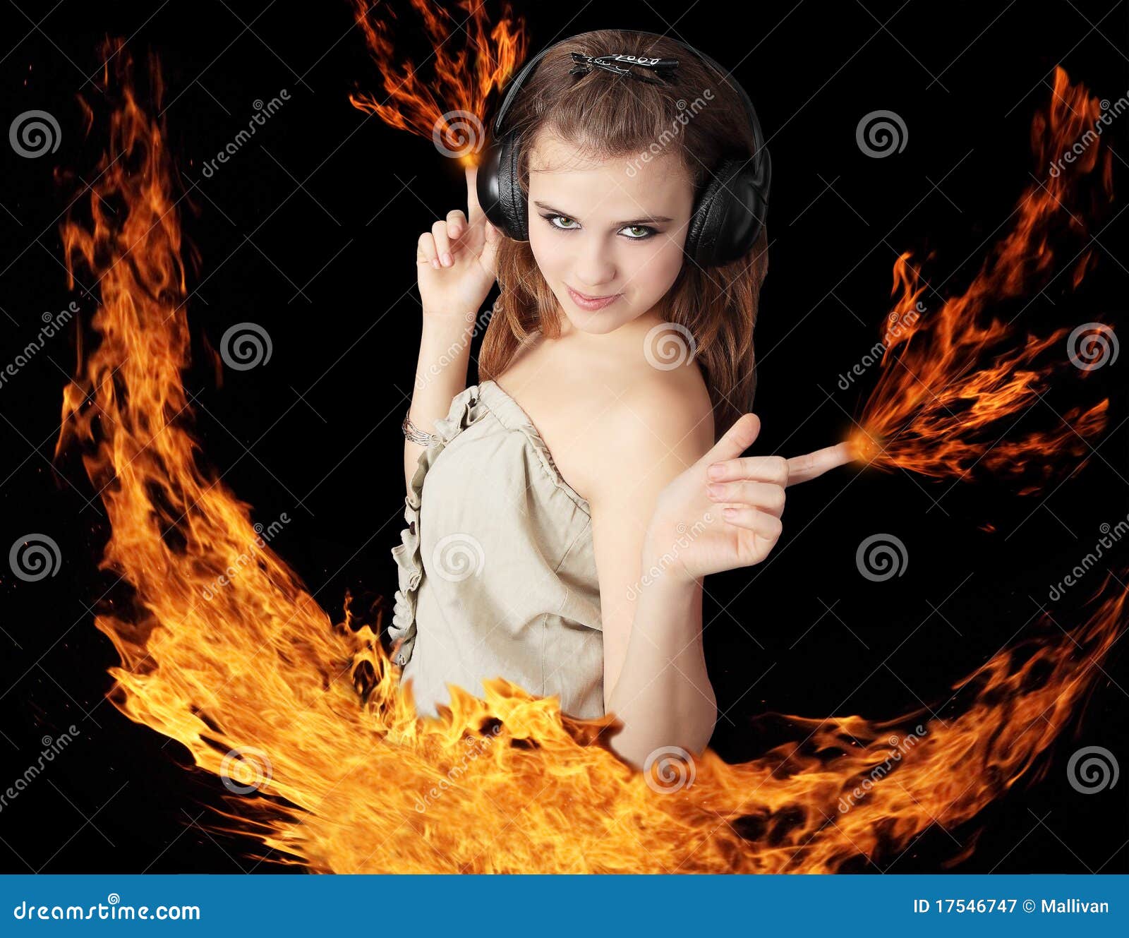 Girl - fire stock image. Image of enjoy, audio, indicate - 17546747