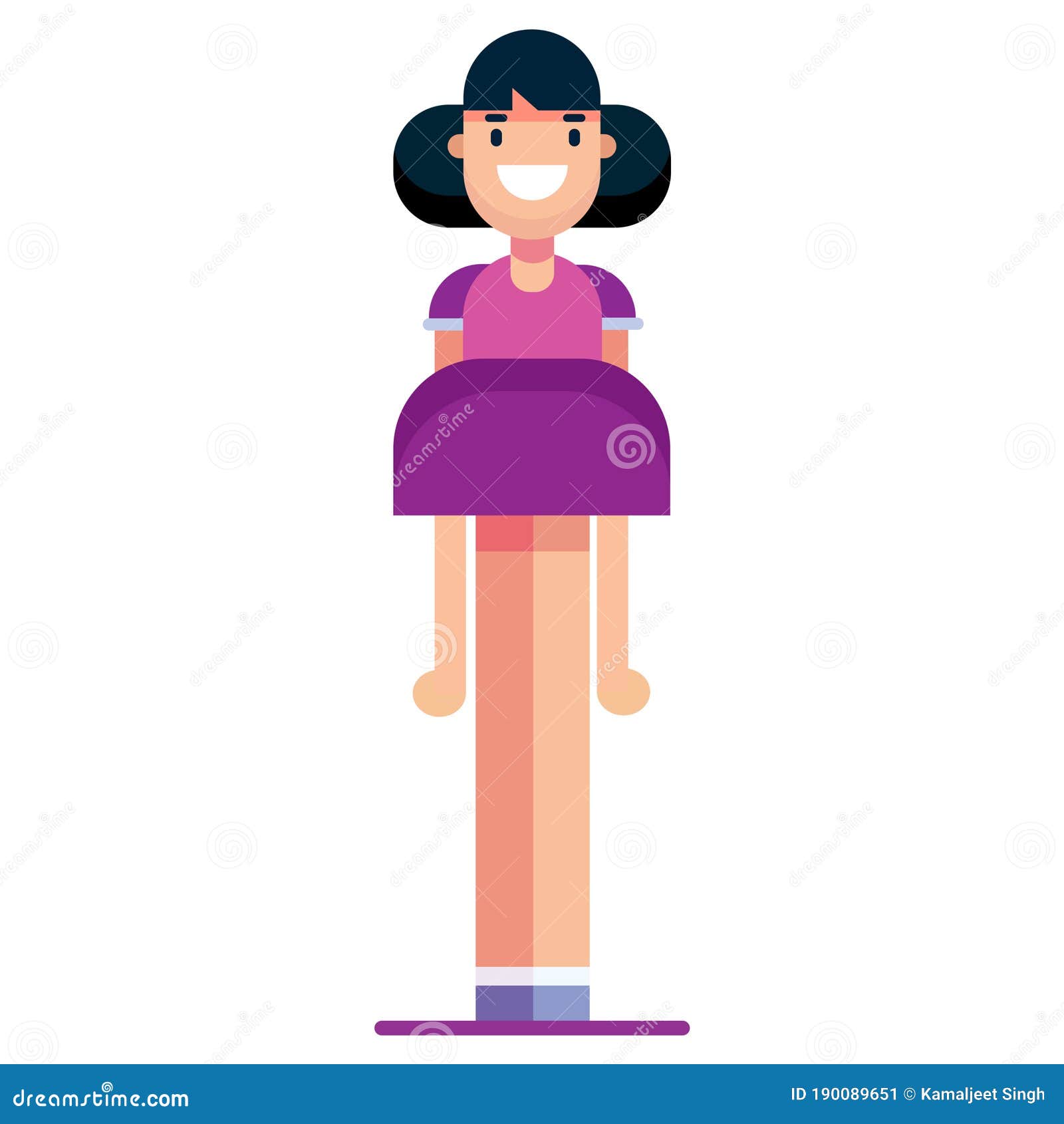 Simple Flat Happy Girl Character Design in Illustrator Stock ...