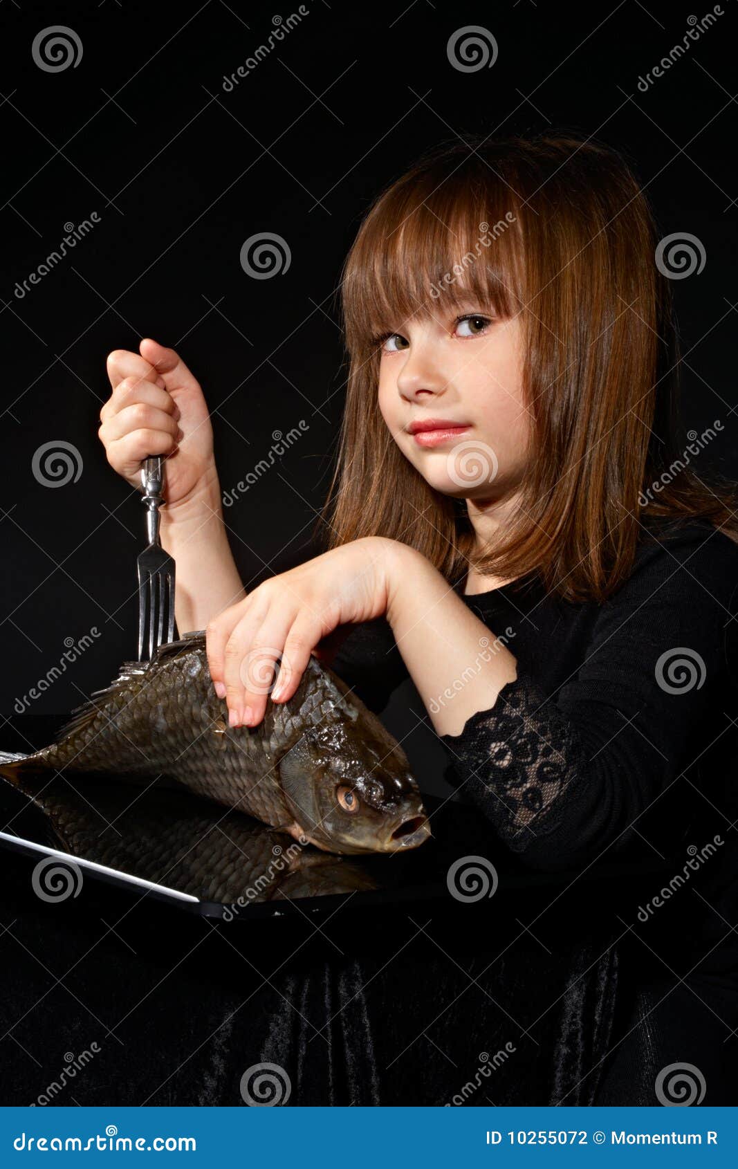 Girl and fish stock photo. Image of female, childhood - 10255072
