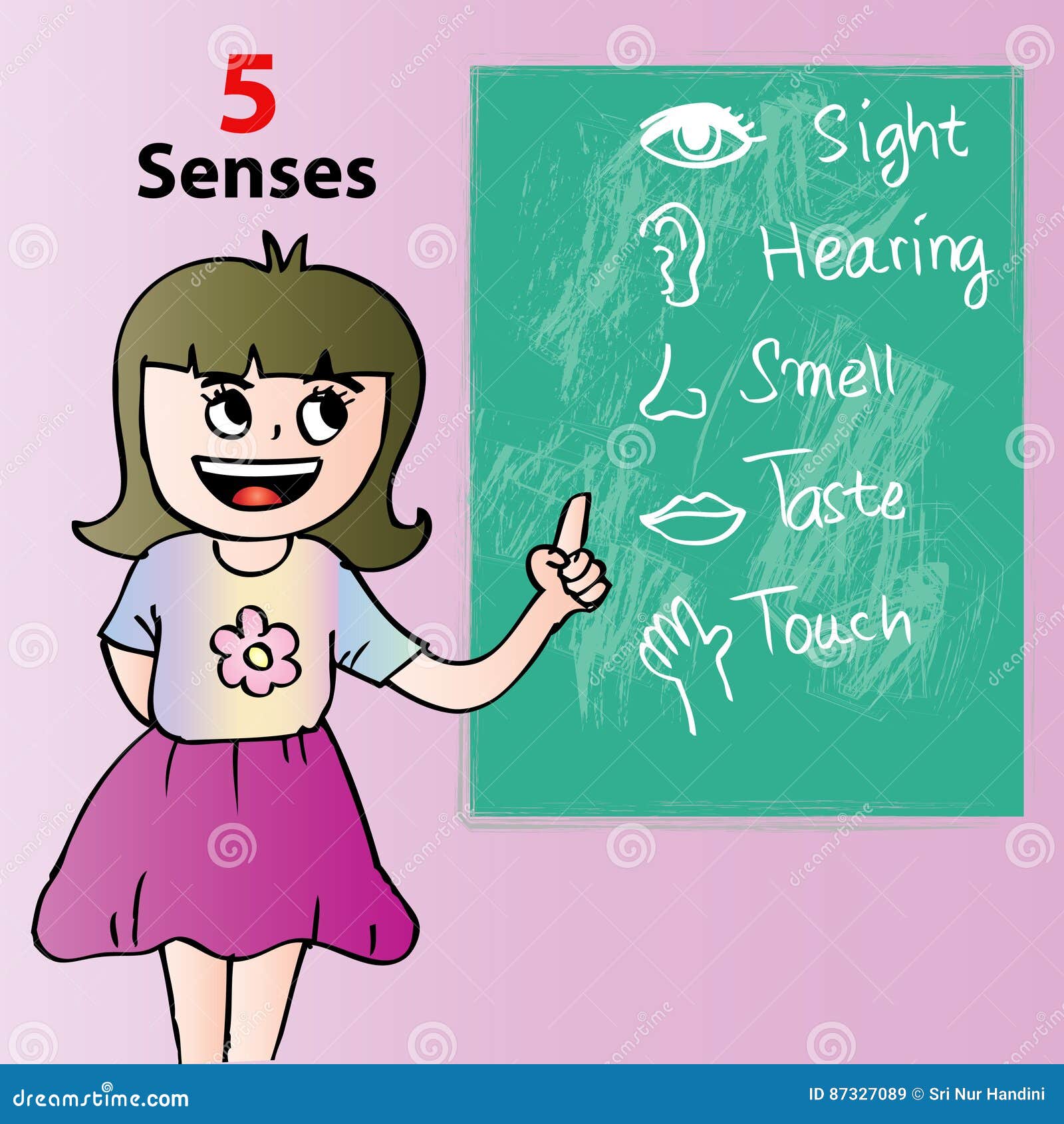 Girl with Five Senses Icon. Stock Illustration - Illustration of child ...