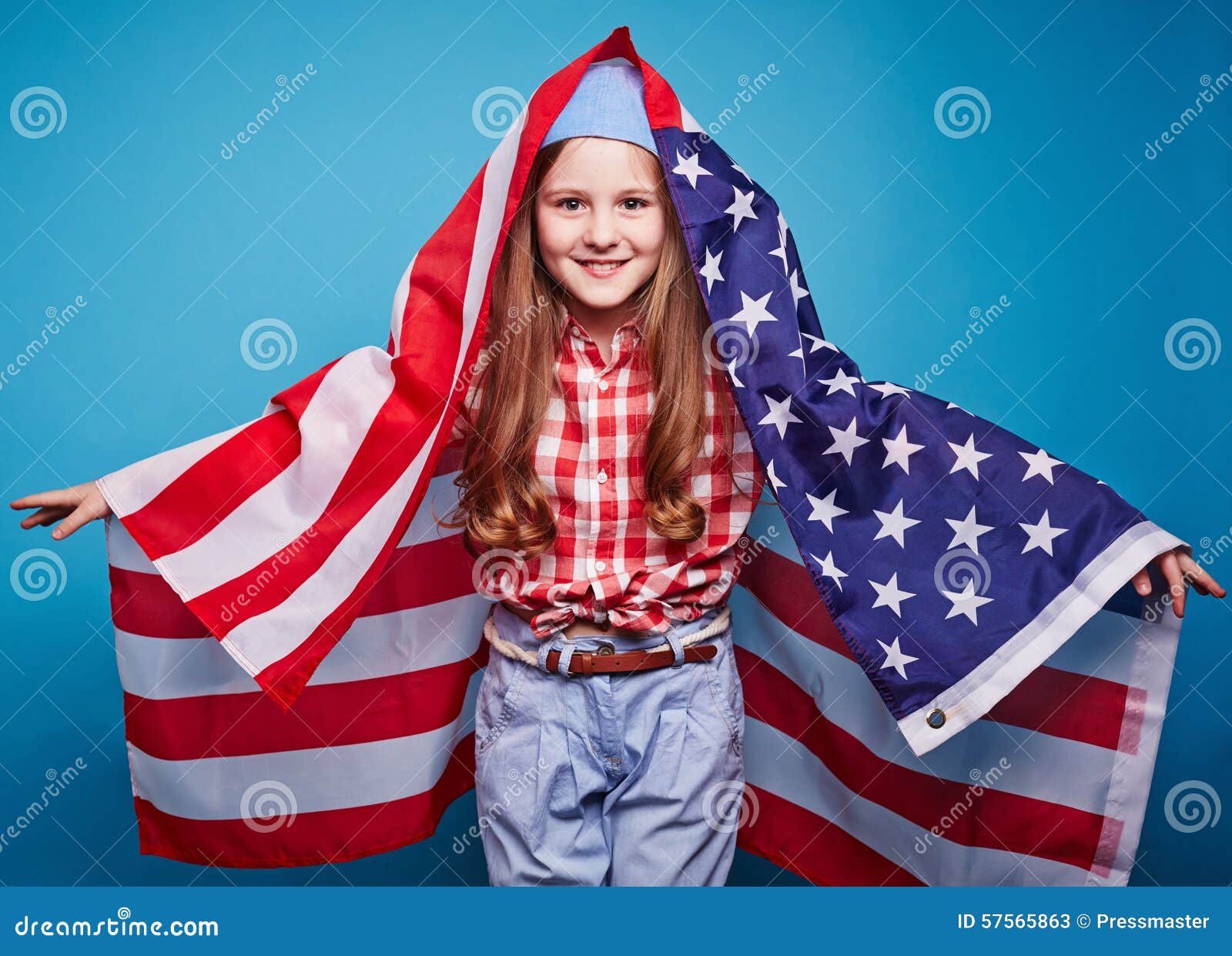 Girl with flag stock image. Image of starsandstripes - 57565863