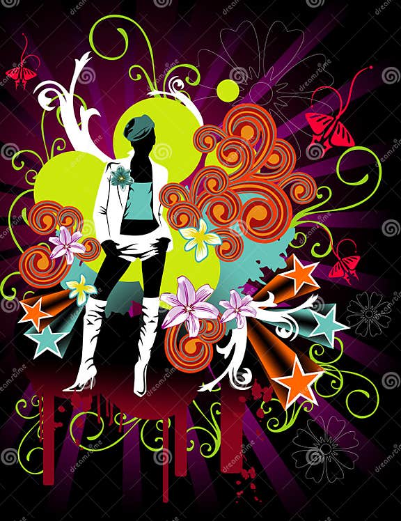 Girl floral vector stock vector. Illustration of composition - 5218290