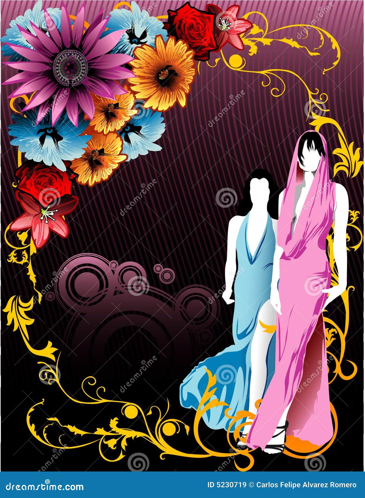 Girl floral vector stock vector. Illustration of splash - 5230719