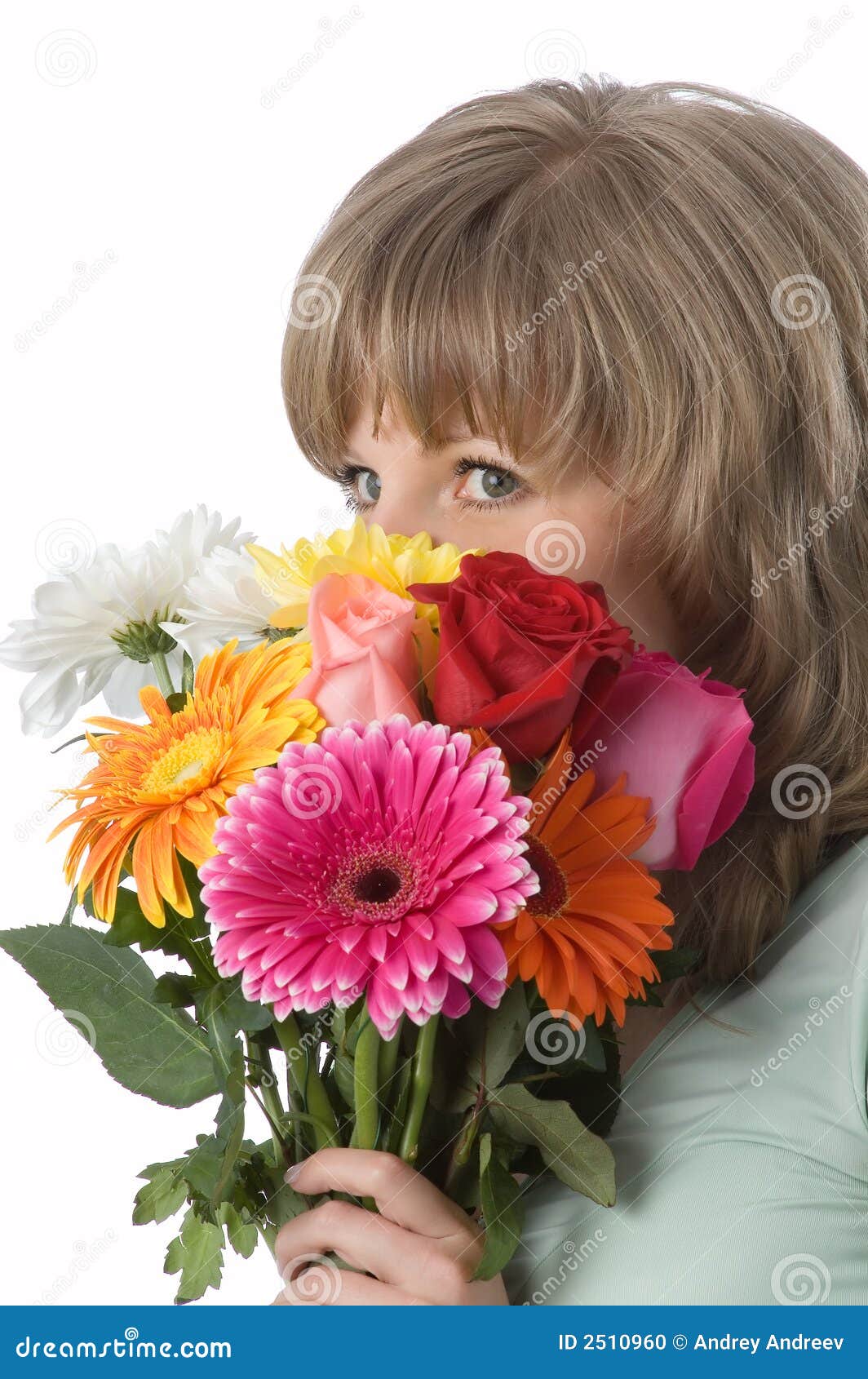 The girl and flowers stock photo. Image of girls, enjoyment - 2510960