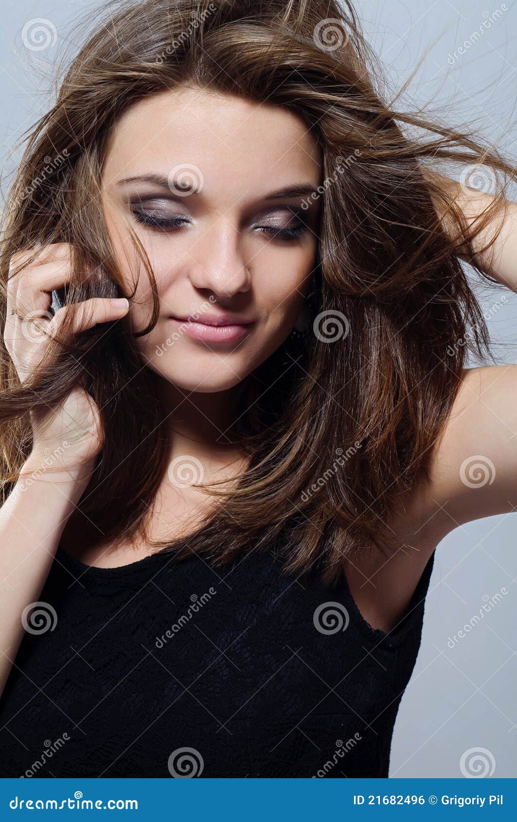 Girl with fluttering hair. stock photo. Image of lovely - 21682496
