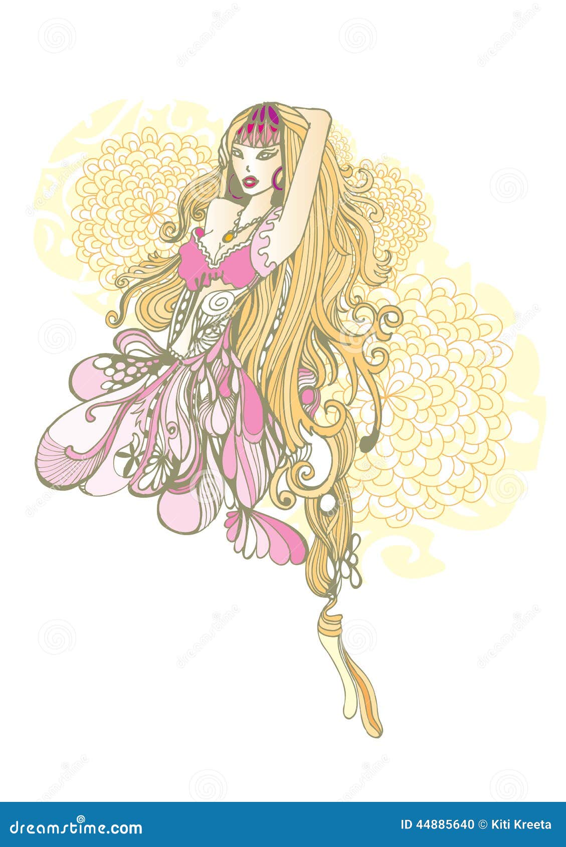 Girl fly drawing stock vector. Illustration of abstract - 44885640