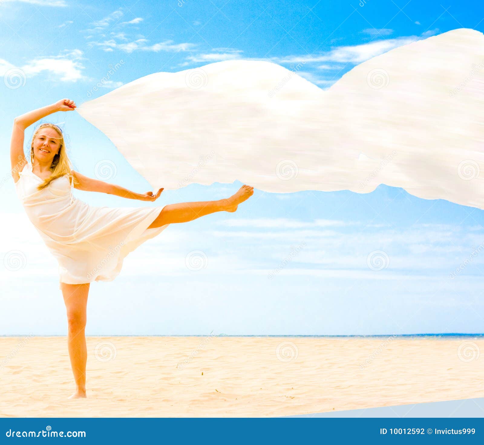 Girl with flying cloth stock photo. Image of outdoor - 10012592
