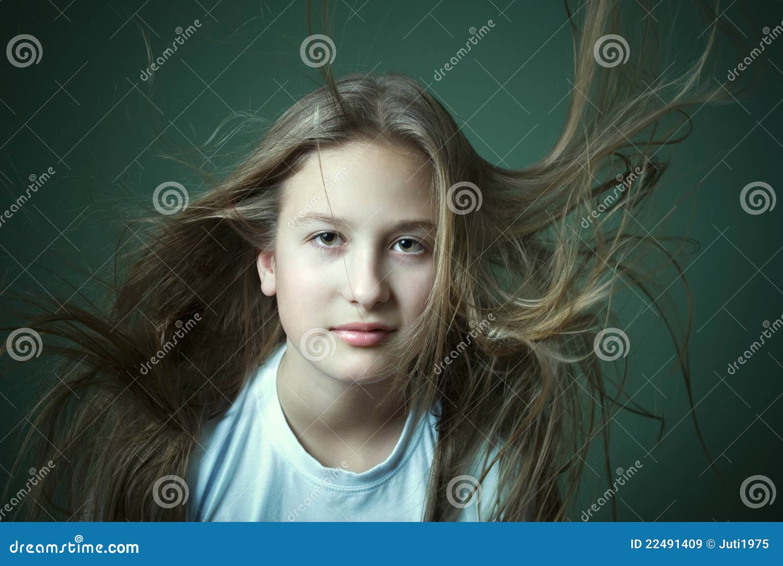 Girl with flying hair stock image. Image of female, daughter - 22491409