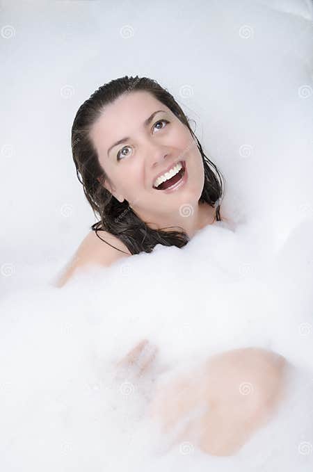 Girl in foam stock photo. Image of home, healthy, enjoyment - 25901092