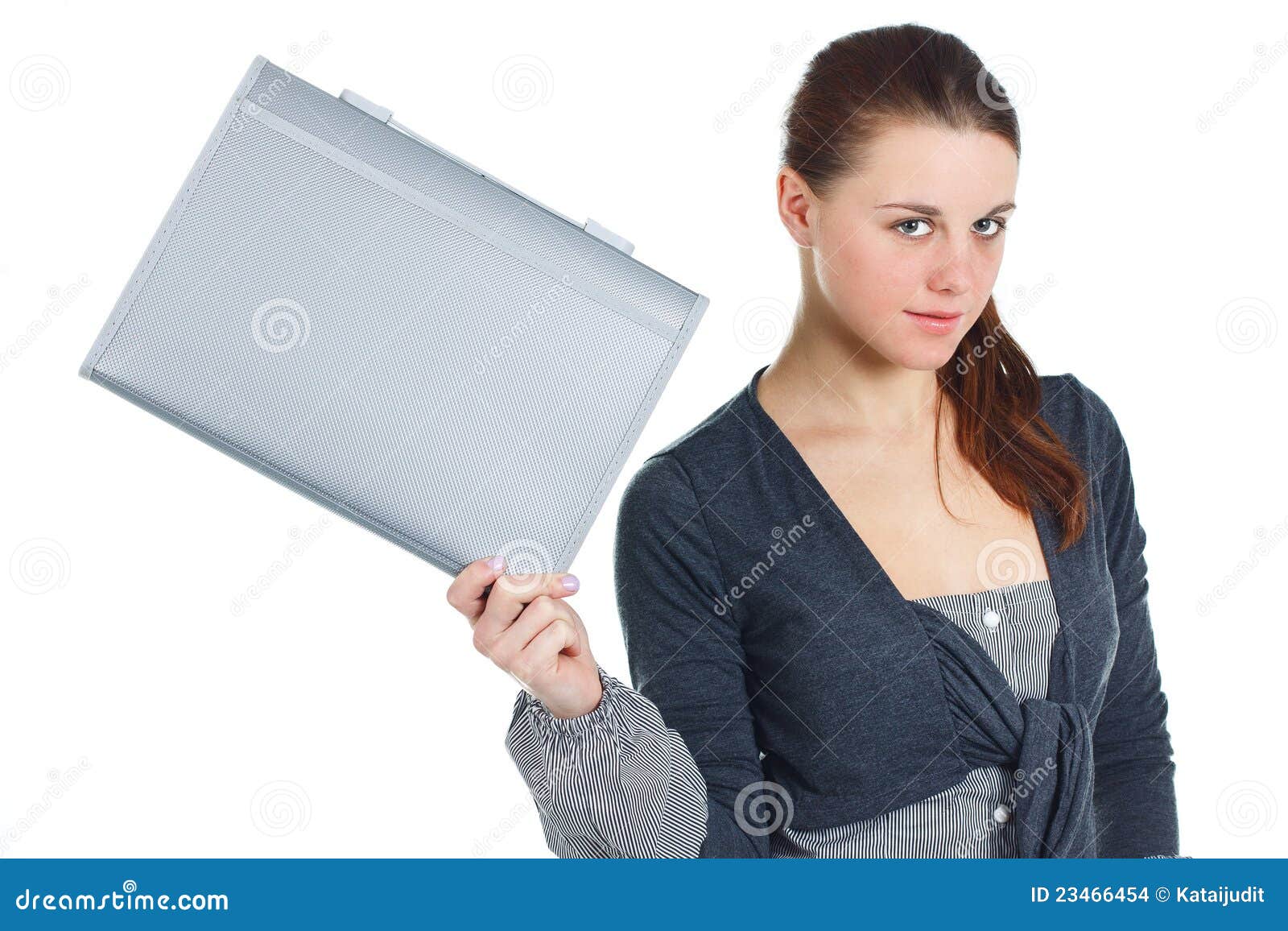 Girl with folder stock photo. Image of grey, cheerful - 23466454