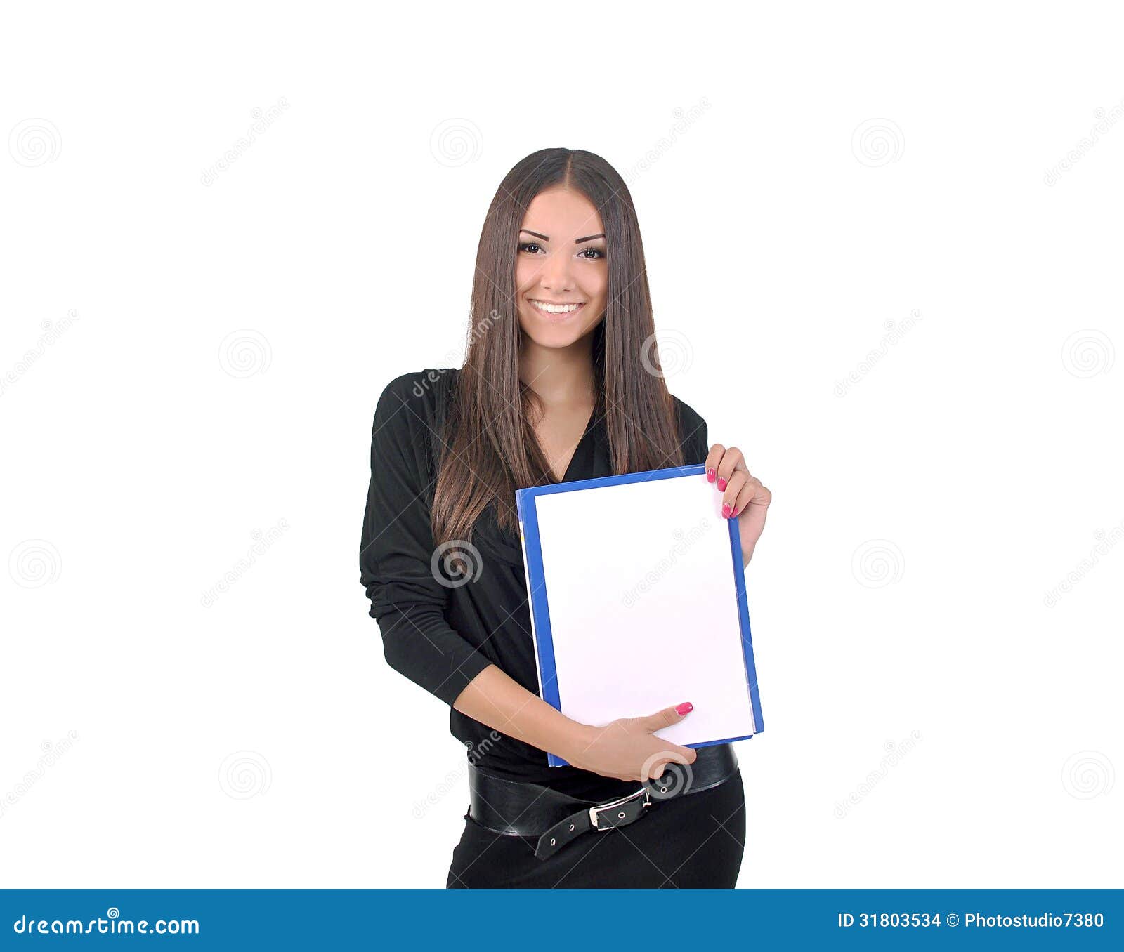 Girl with folder in hand stock photo. Image of business - 31803534