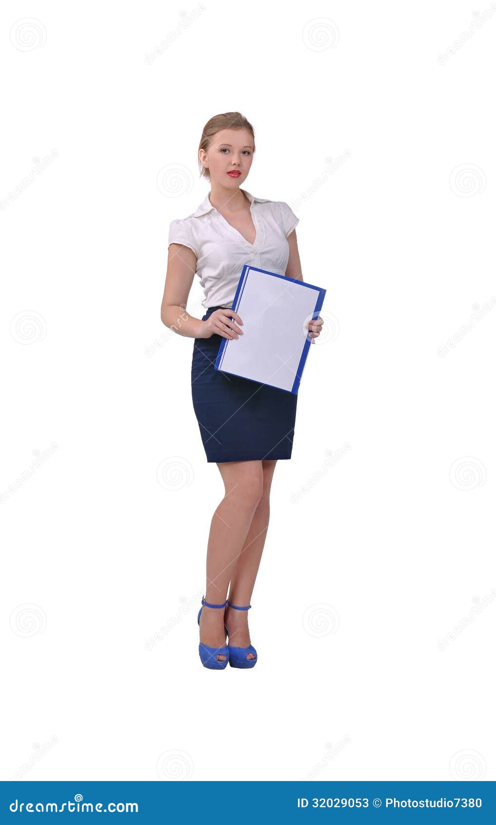 Girl with folder in hand stock image. Image of hair, hands - 32029053