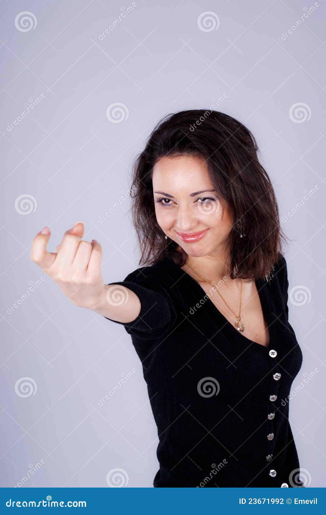 Girl with Follow Me Gesture. Stock Photo - Image of woman, worker: 23671992