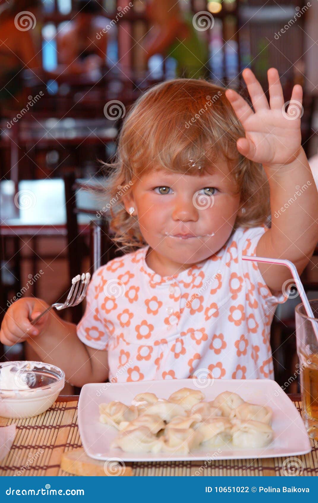 Girl in food stock photo. Image of fork, cream, summer - 10651022