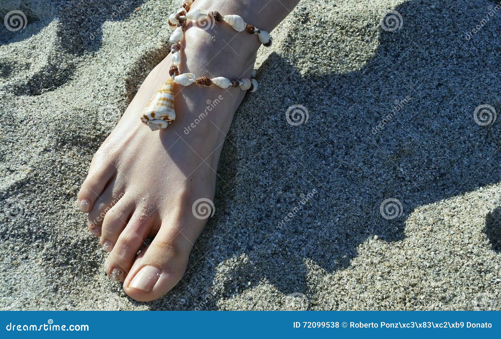 A Girl Foot with a Shell Necklace Stock Photo - Image of details ...