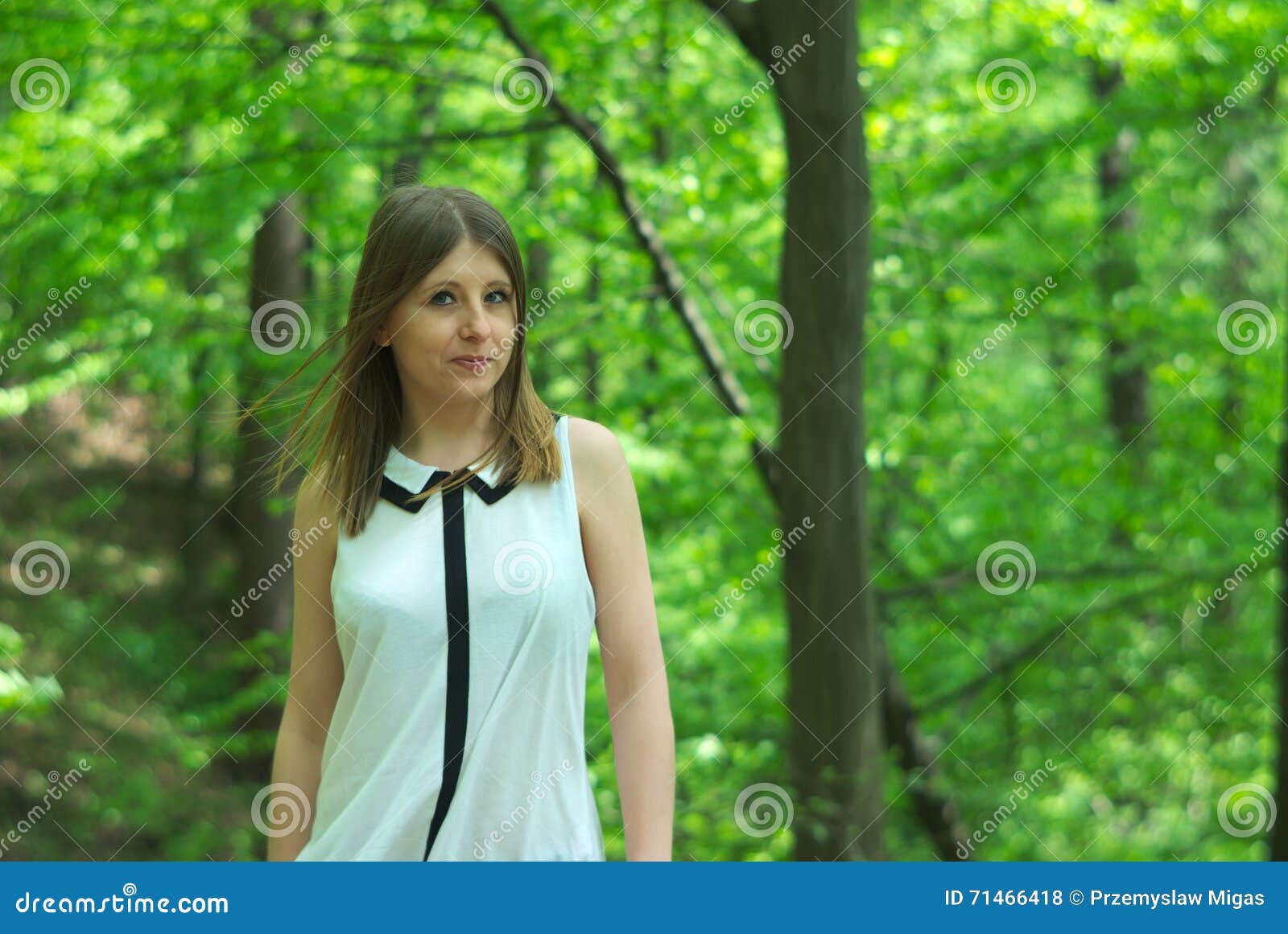 Girl in forest stock photo. Image of summer, nature, girl - 71466418