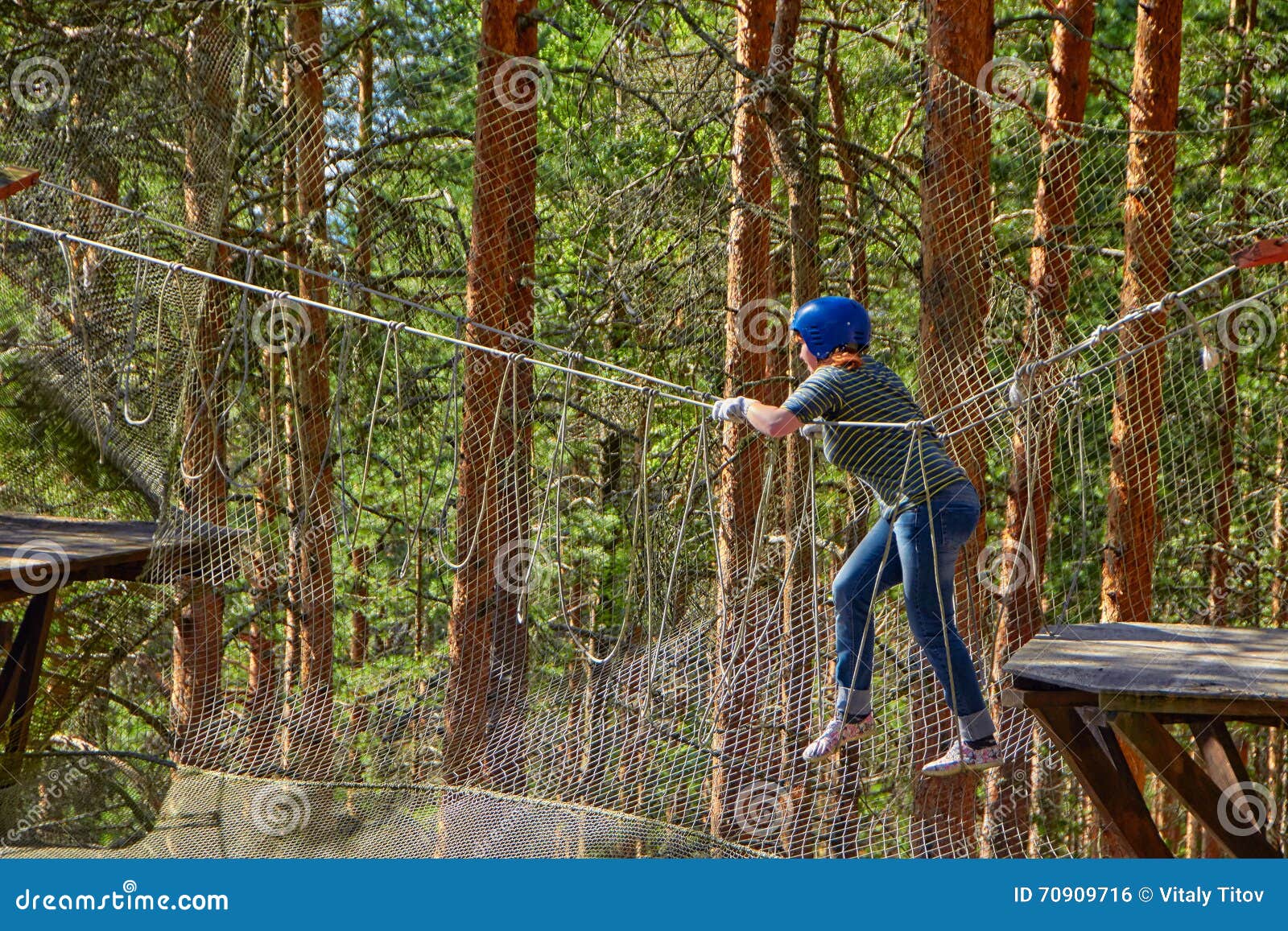 Girl in a Forest Rope Park Challenge Stock Photo - Image of challenge ...