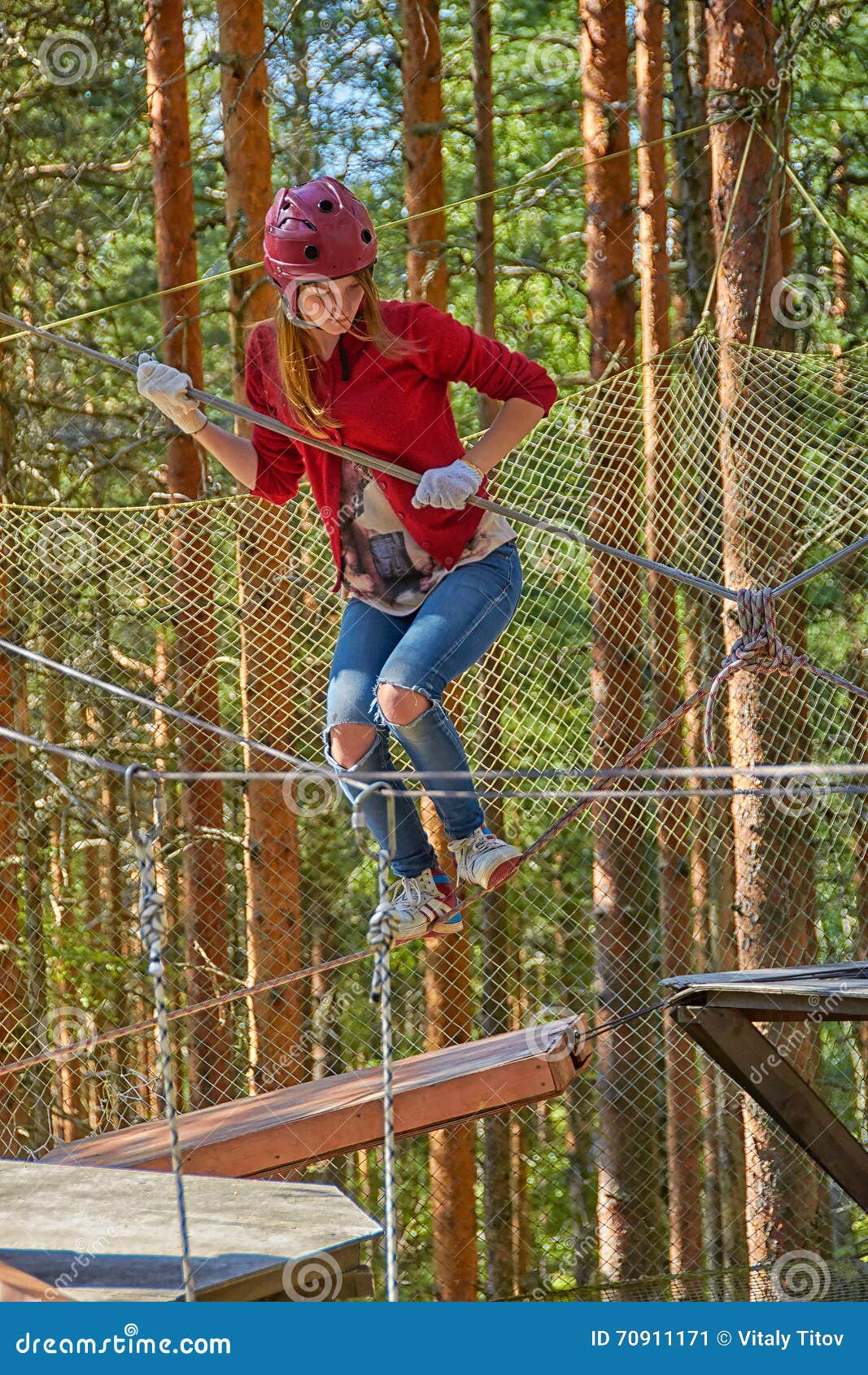 Girl in a Forest Rope Park Challenge Stock Image - Image of girl, high ...