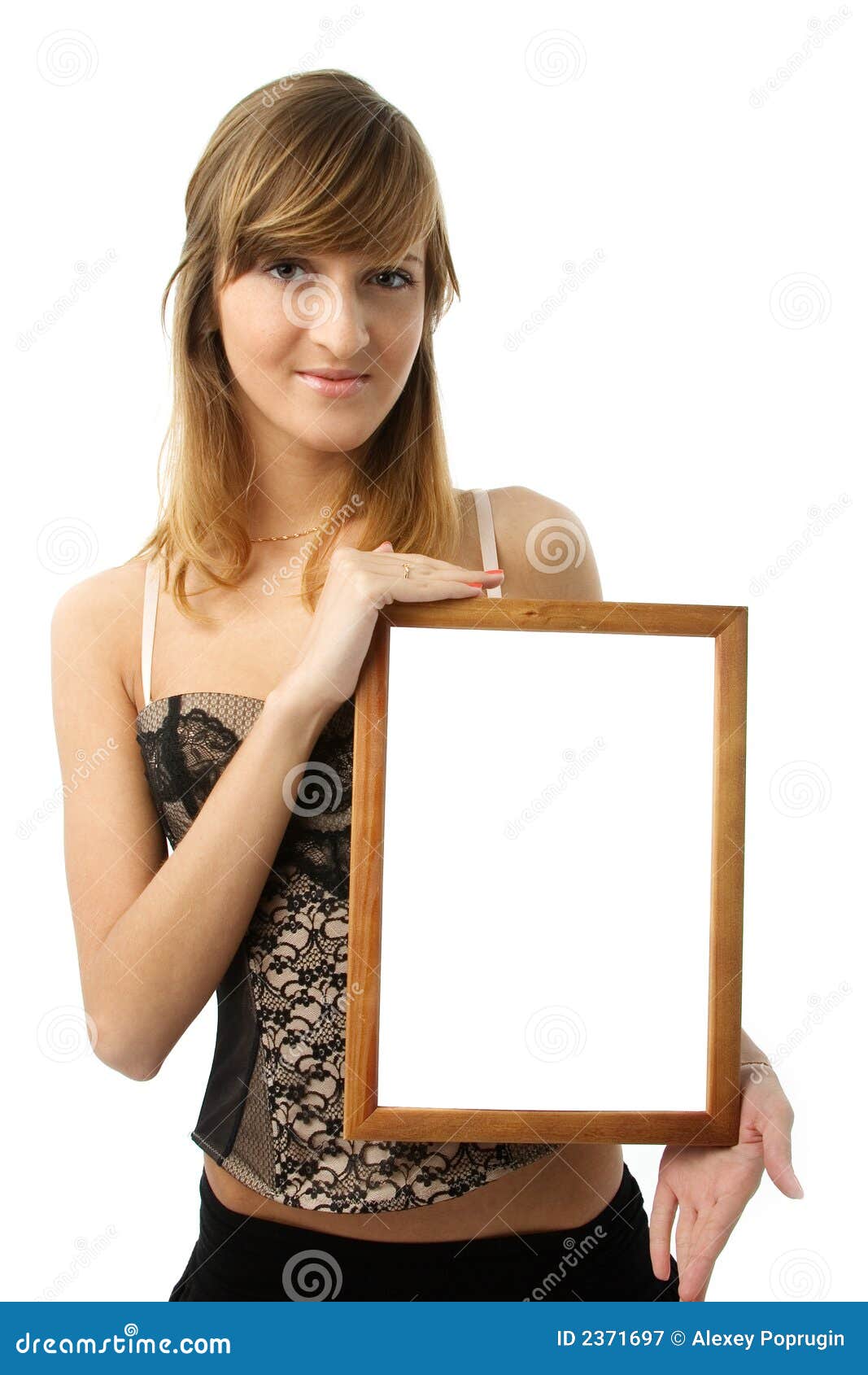 Girl with frame stock image. Image of cheerful, banner - 2371697