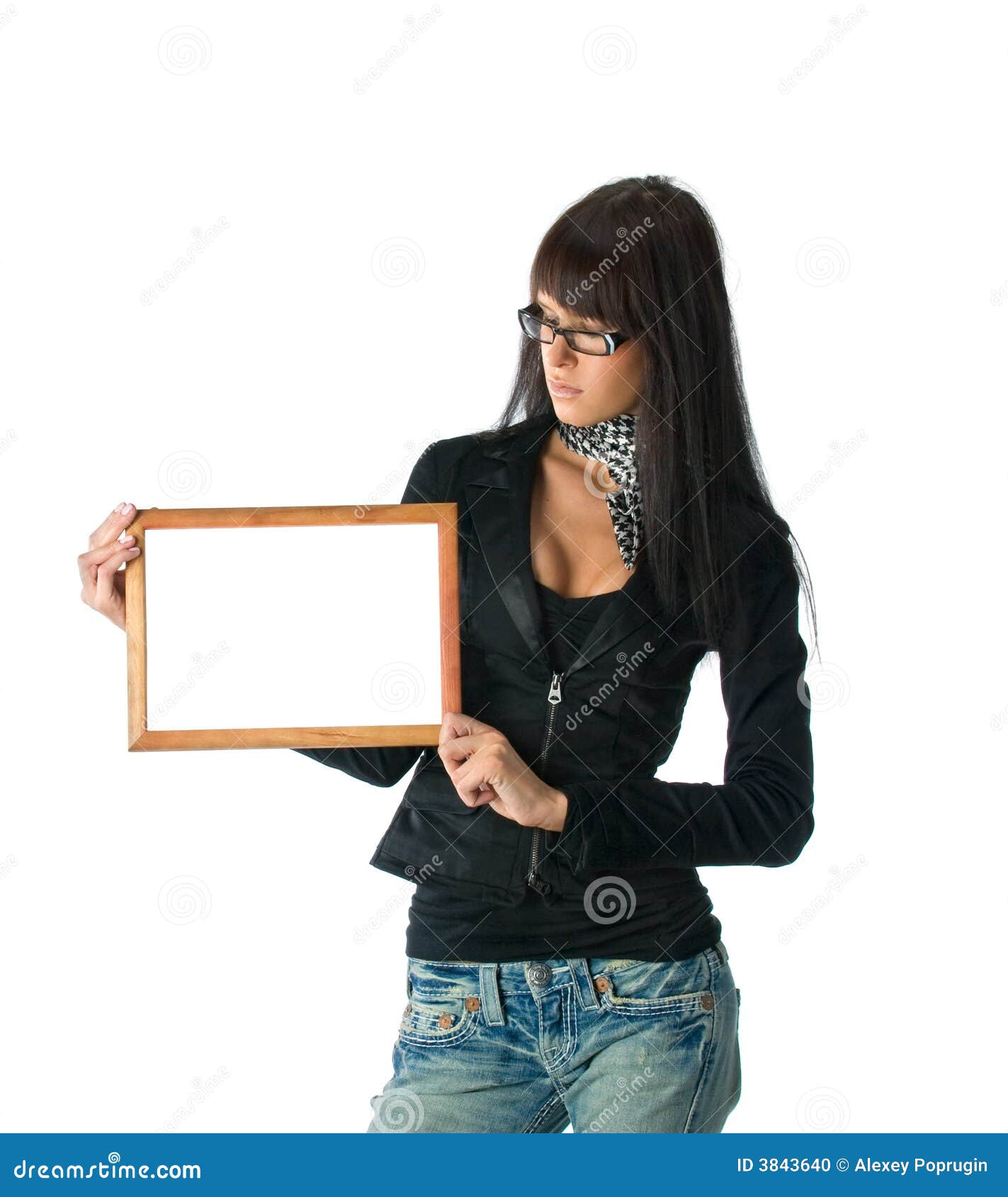 Girl with frame stock photo. Image of border, billboard - 3843640