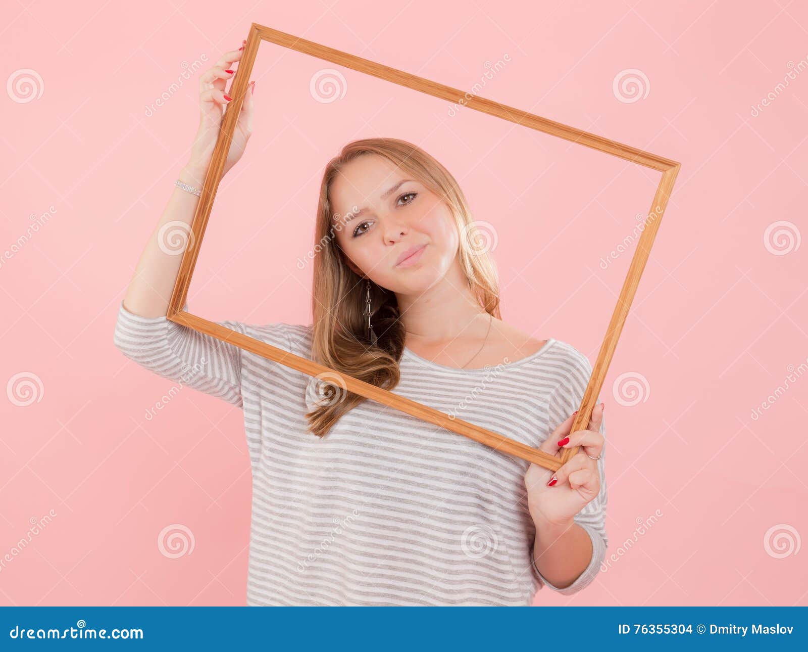 Girl in a frame stock photo. Image of pink, frame, color - 76355304
