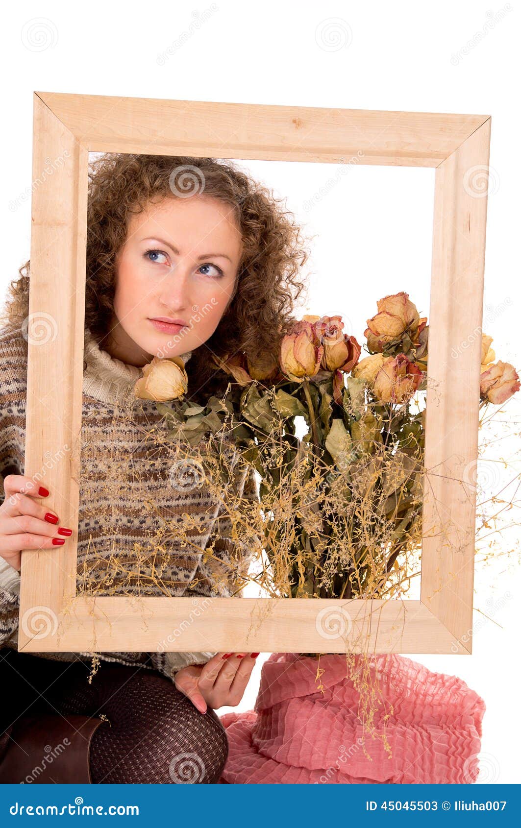 Girl with a Frame and Still Life Stock Image - Image of caucasian ...